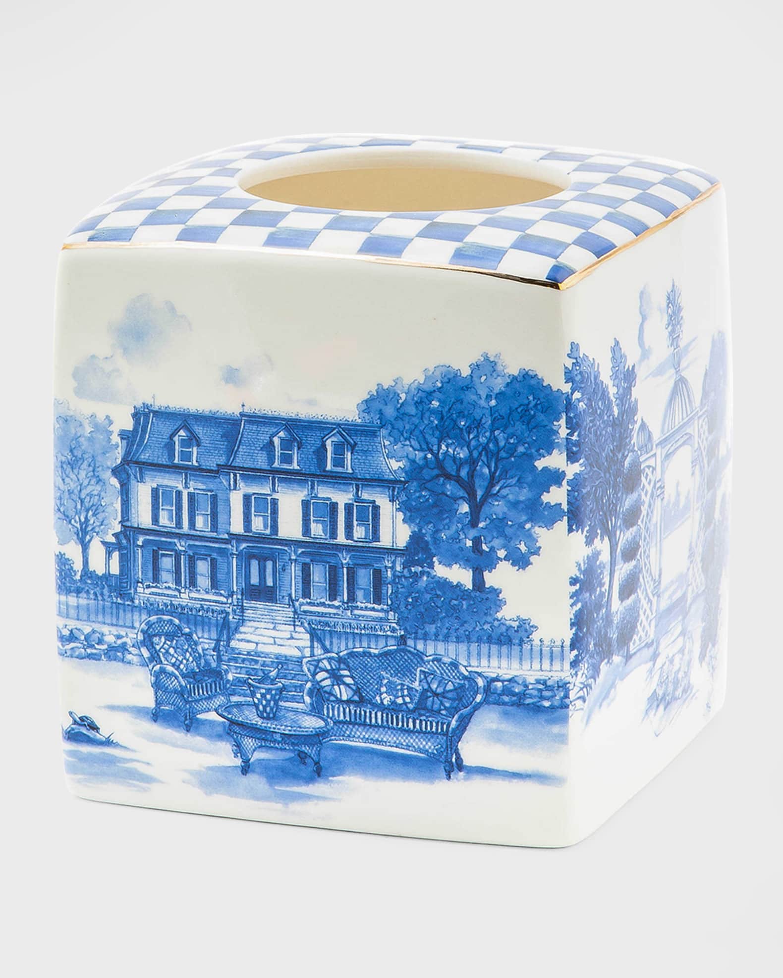MacKenzie-Childs Royal Toile Tissue Box Holder | Neiman Marcus