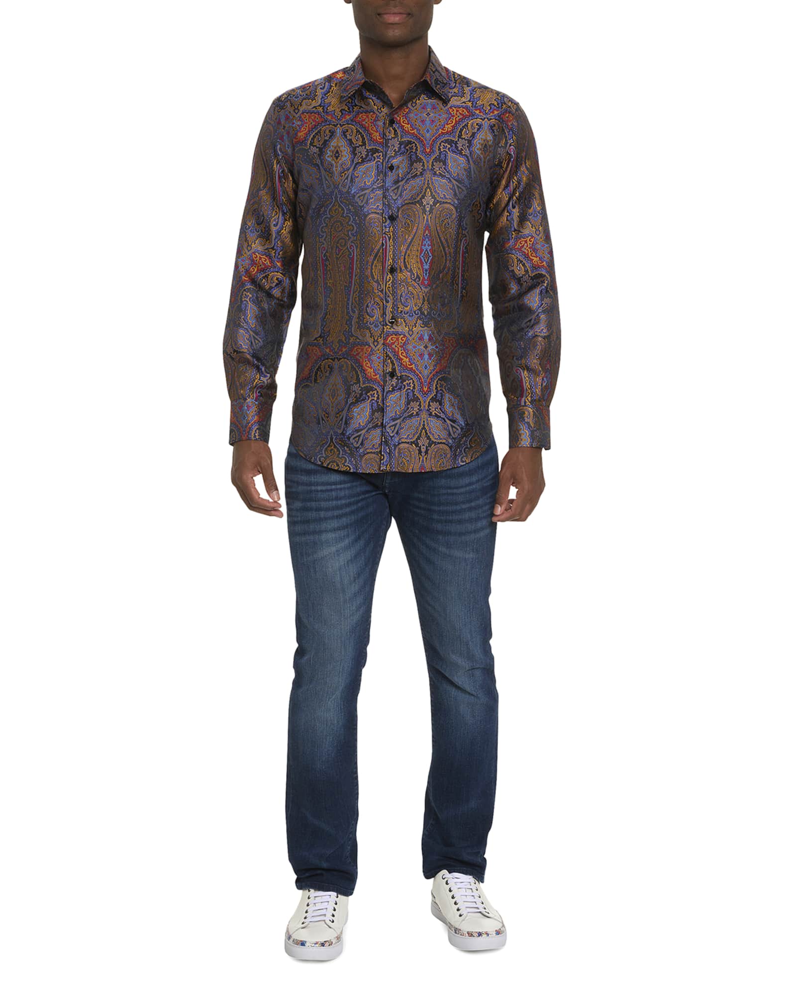 Robert Graham Men's Solar Outburst Jacquard Silk Sport Shirt | Neiman ...
