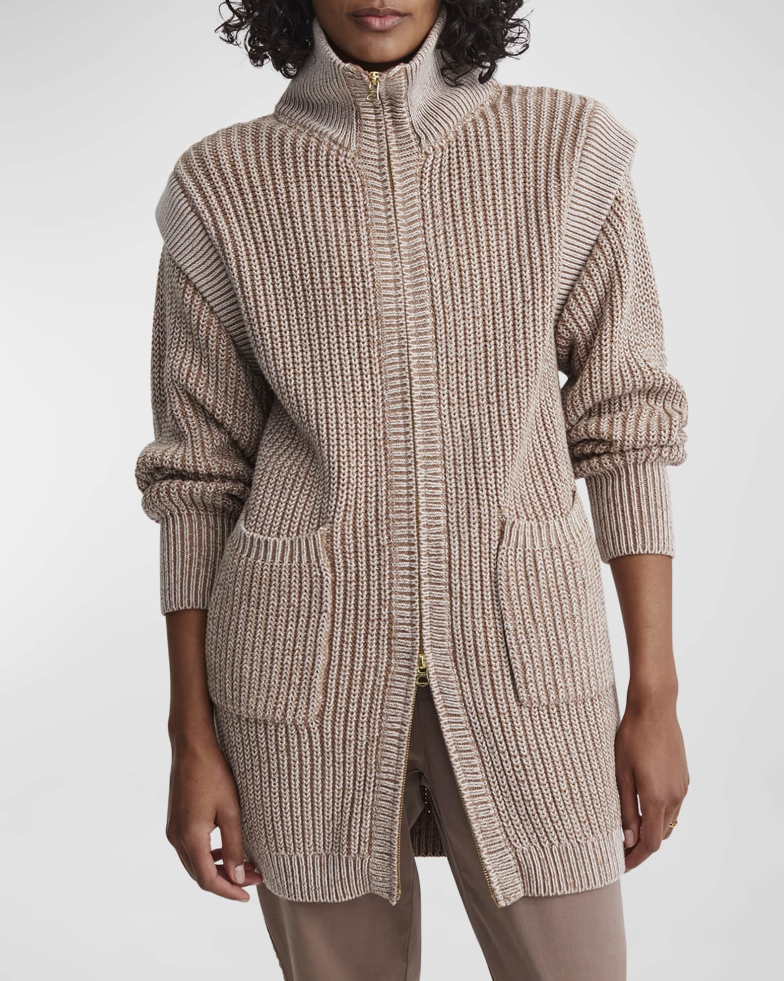 Varley Tori Long Knit Zip-Front Jacket | Neiman Marcus