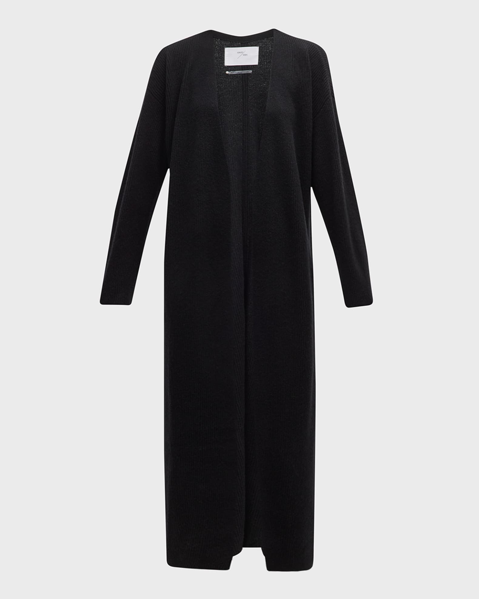 Grey/Ven Logie Ribbed Open-Front Cashmere Cardigan | Neiman Marcus