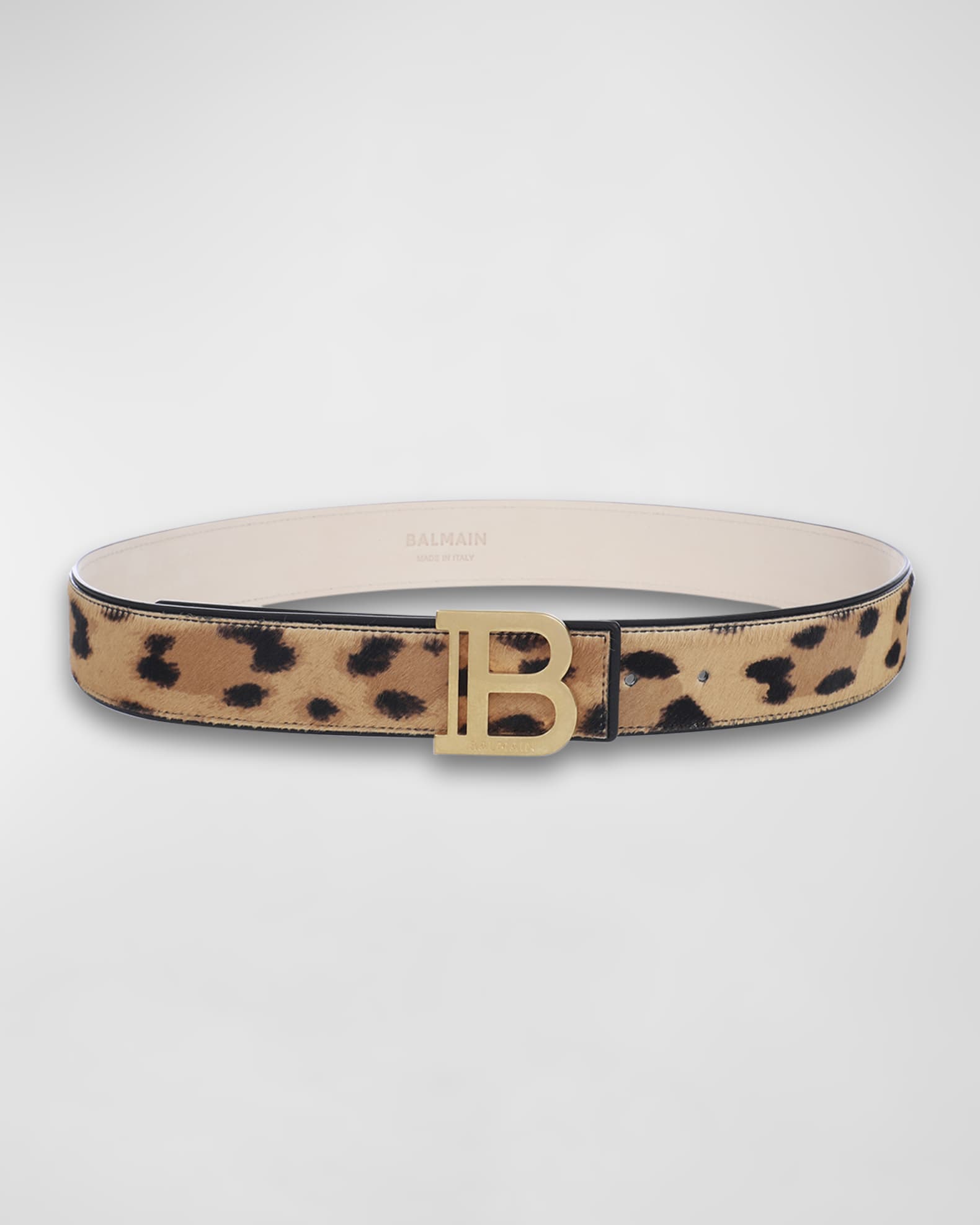 Balmain Leopard-Print Leather Belt | Neiman Marcus