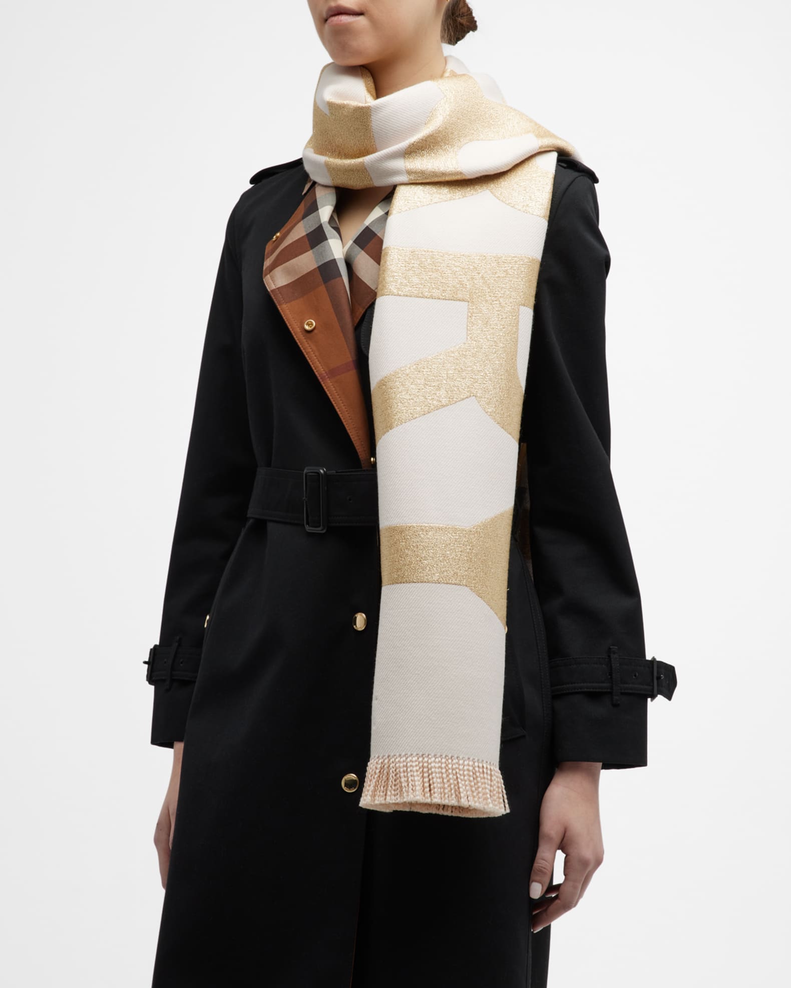 Burberry Metallic Logo Football Scarf | Neiman Marcus