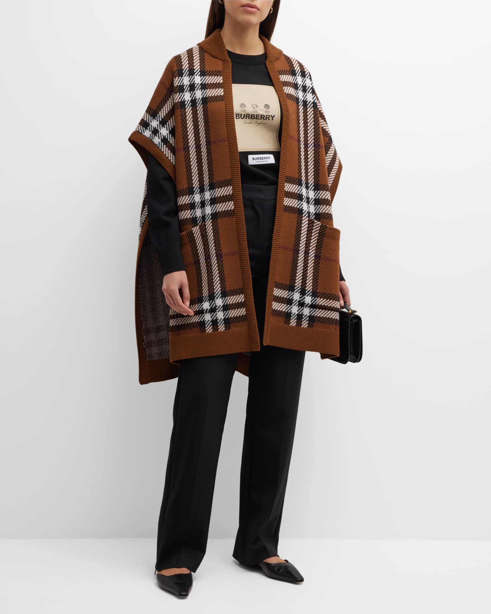 Burberry Carla Check Wool Cape | Neiman Marcus