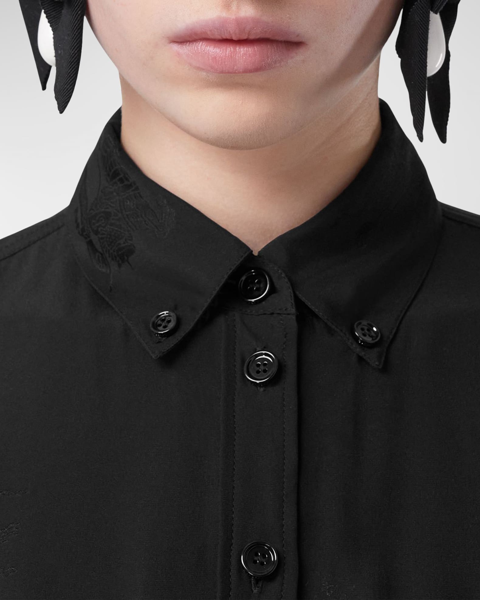 Burberry Ivanna Embroidered Button-Front Blouse | Neiman Marcus