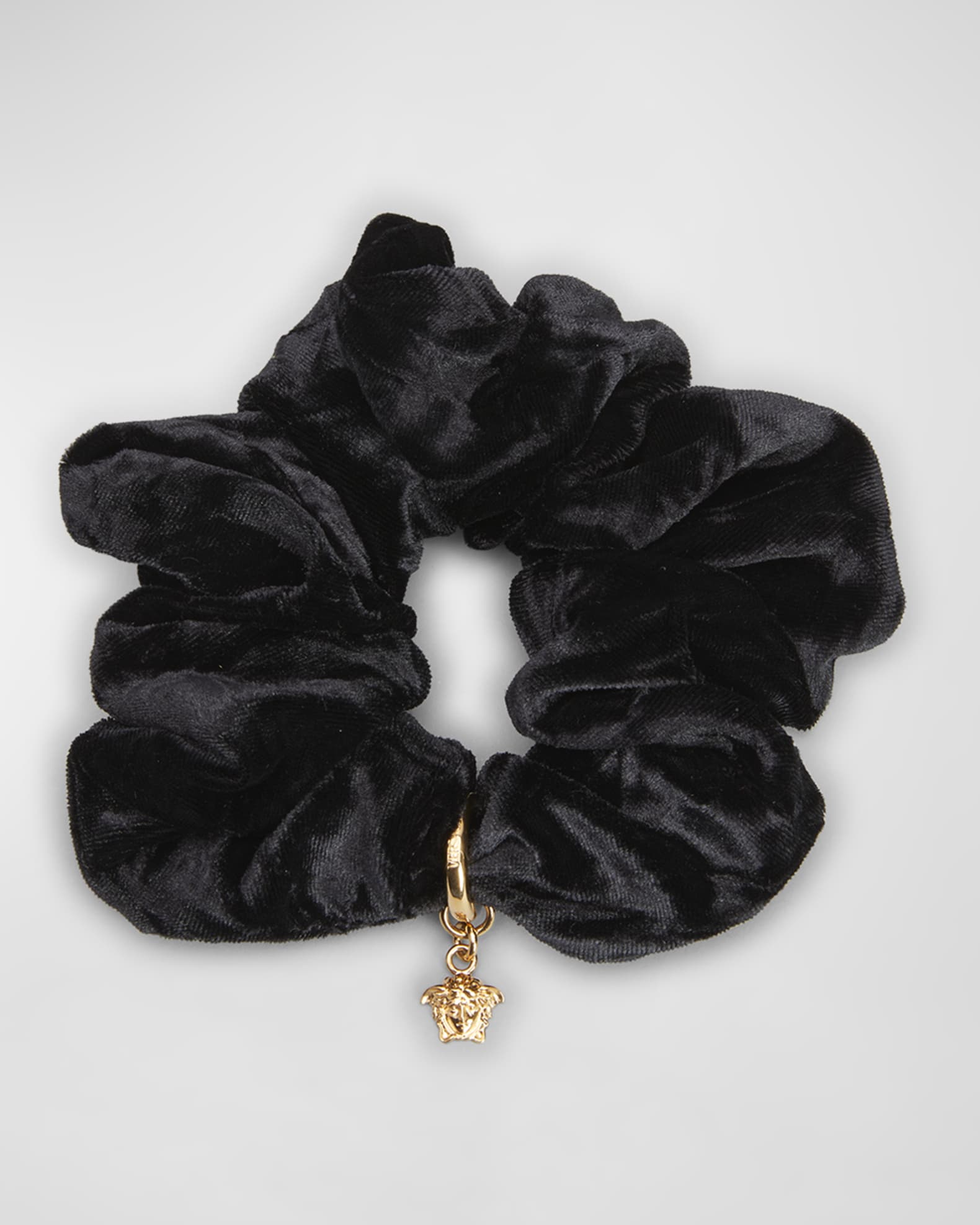 Versace Velvet Medusa Charm Scrunchie | Neiman Marcus