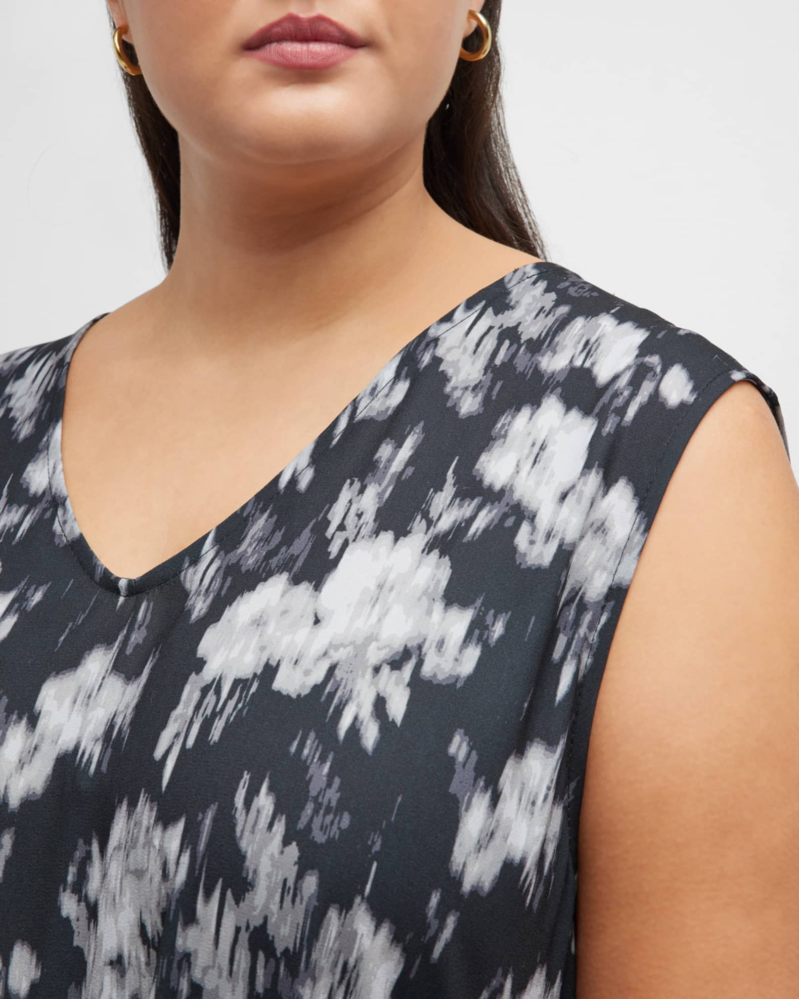 Whitney Morgan Plus Size High-Low Abstract-Print Maxi Dress | Neiman Marcus