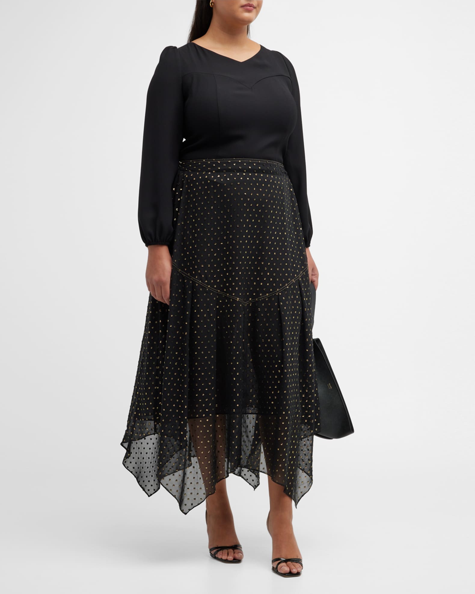 Whitney Morgan Plus Size Smocked Puff-Sleeve Blouse | Neiman Marcus