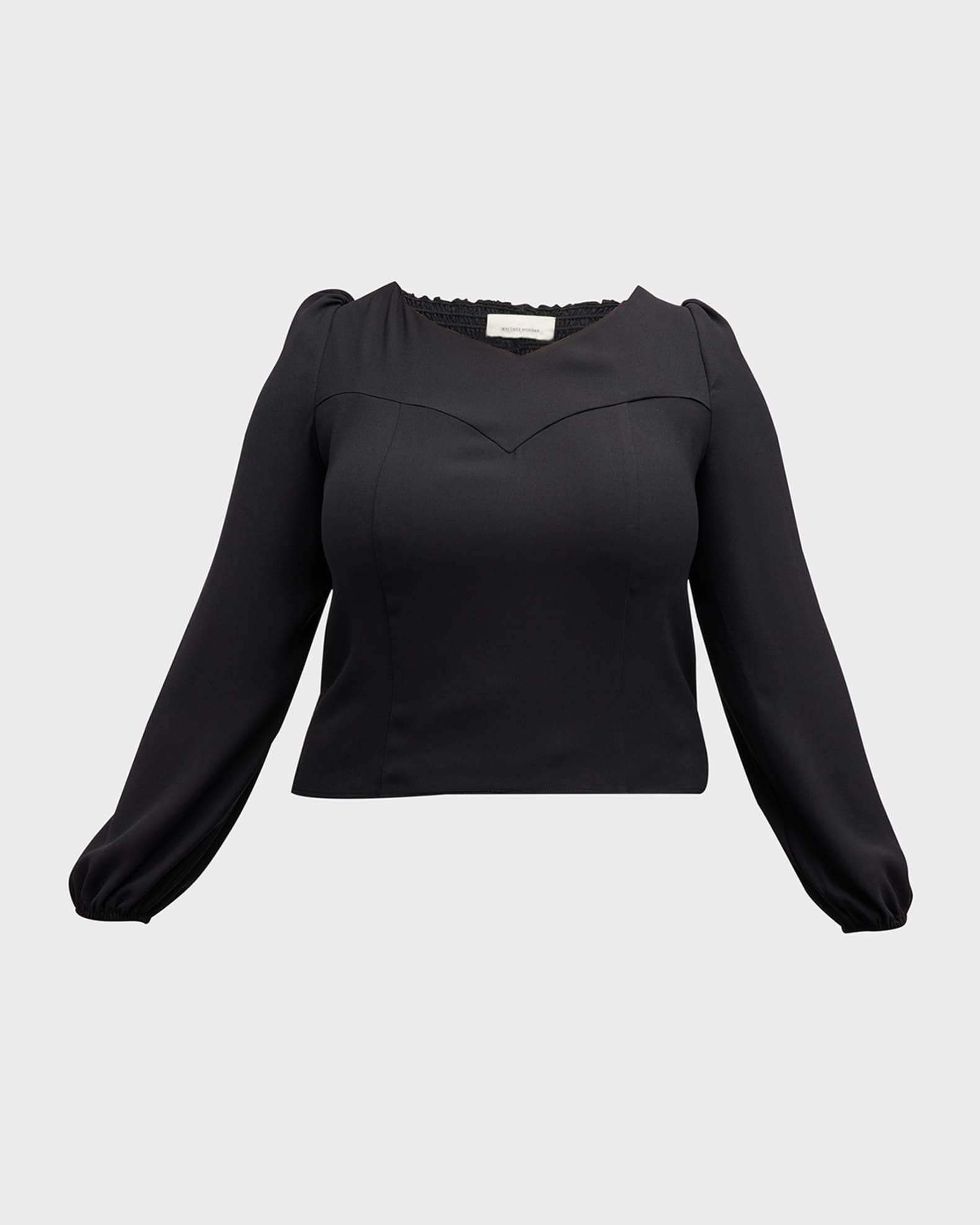 Whitney Morgan Plus Size Smocked Puff-Sleeve Blouse | Neiman Marcus