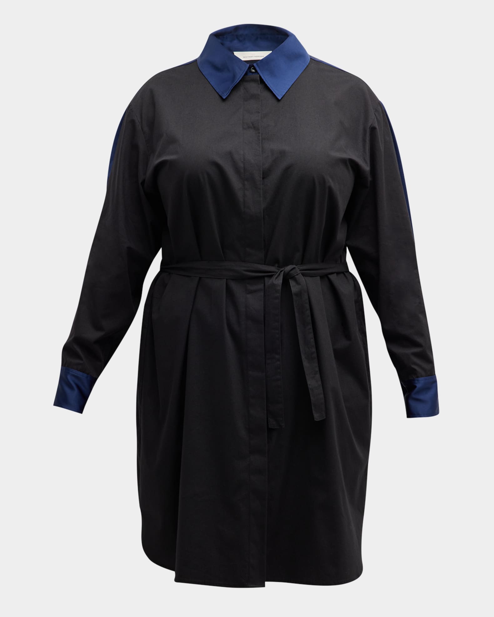 Whitney Morgan Plus Size Two-Tone Poplin Shirtdress | Neiman Marcus