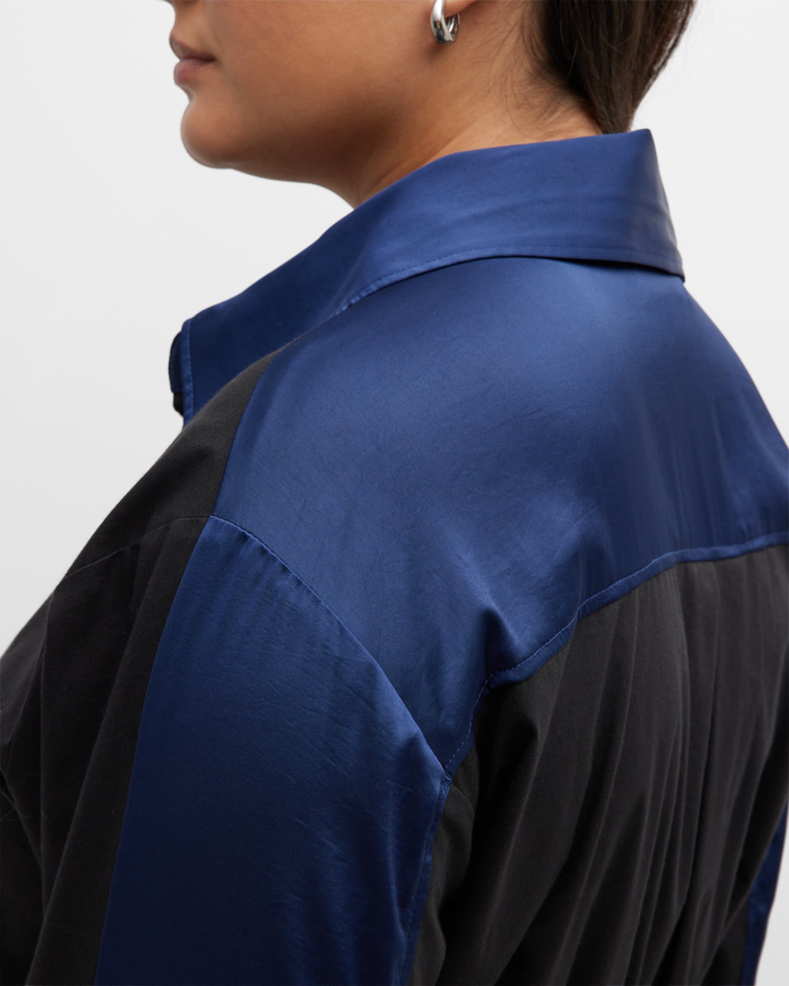 Whitney Morgan Plus Size Two-Tone Poplin Shirtdress | Neiman Marcus