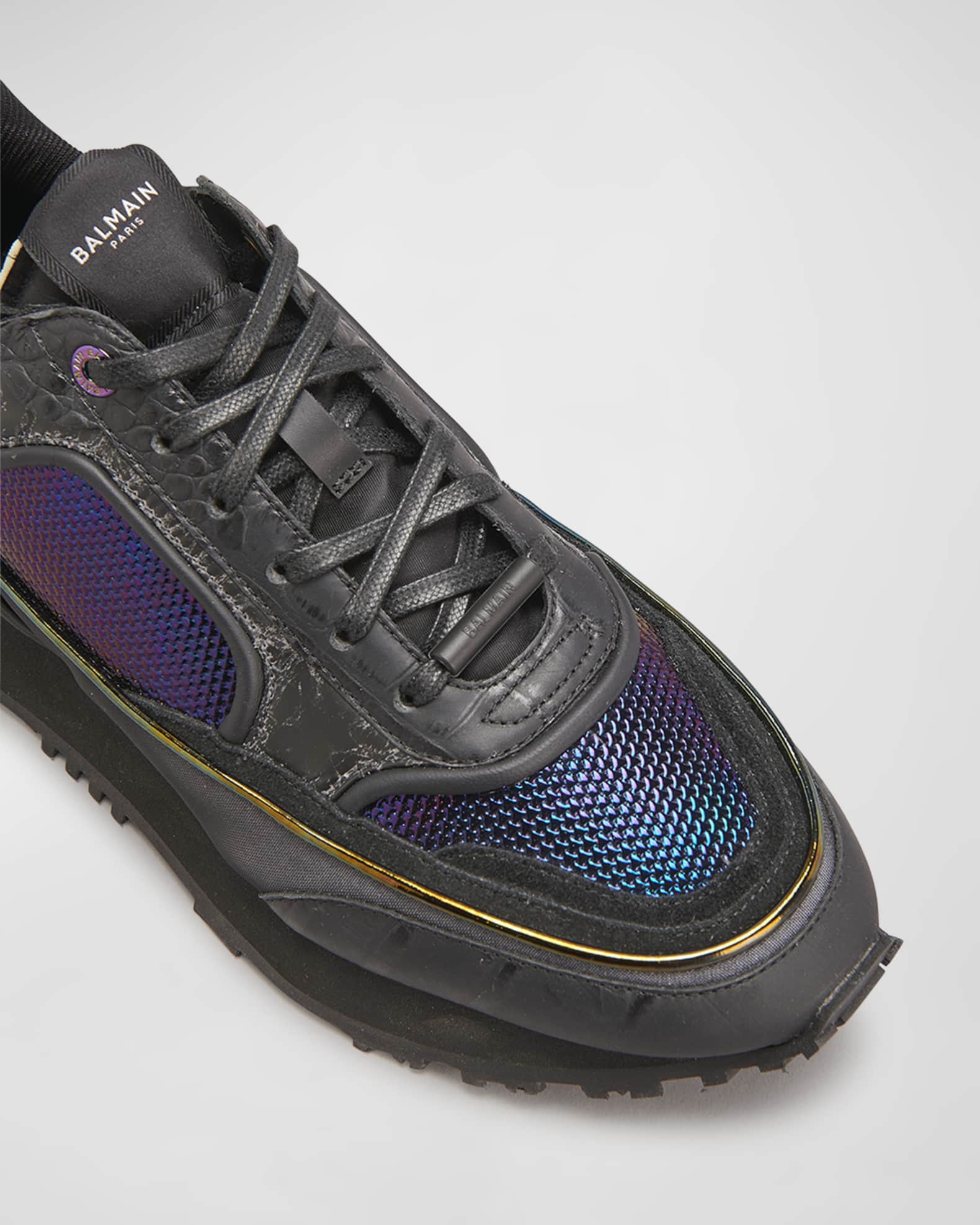 Balmain Men's Racer Iridescent Runner Sneakers | Neiman Marcus