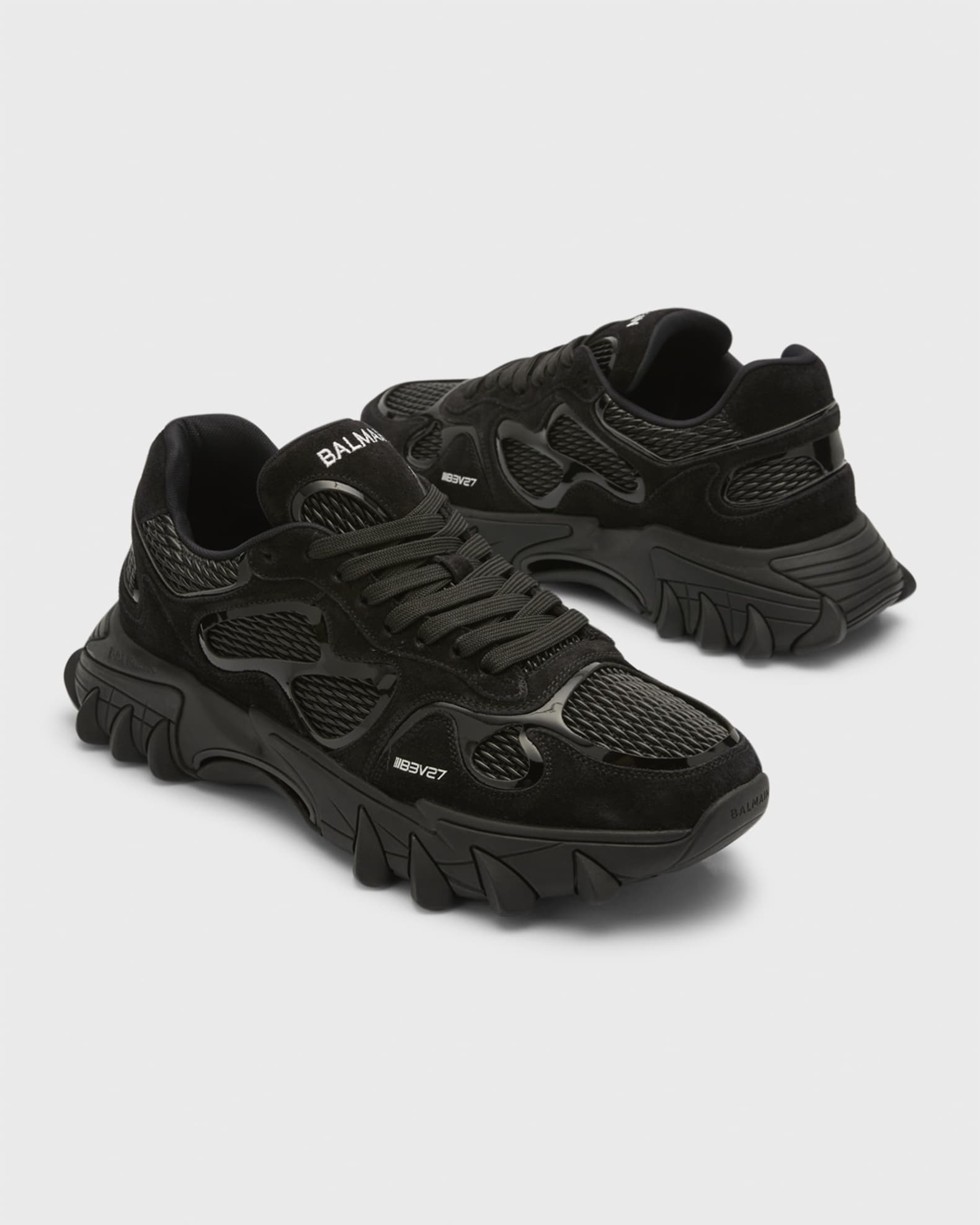Balmain Men's B-East Mesh and Suede Trainers | Neiman Marcus