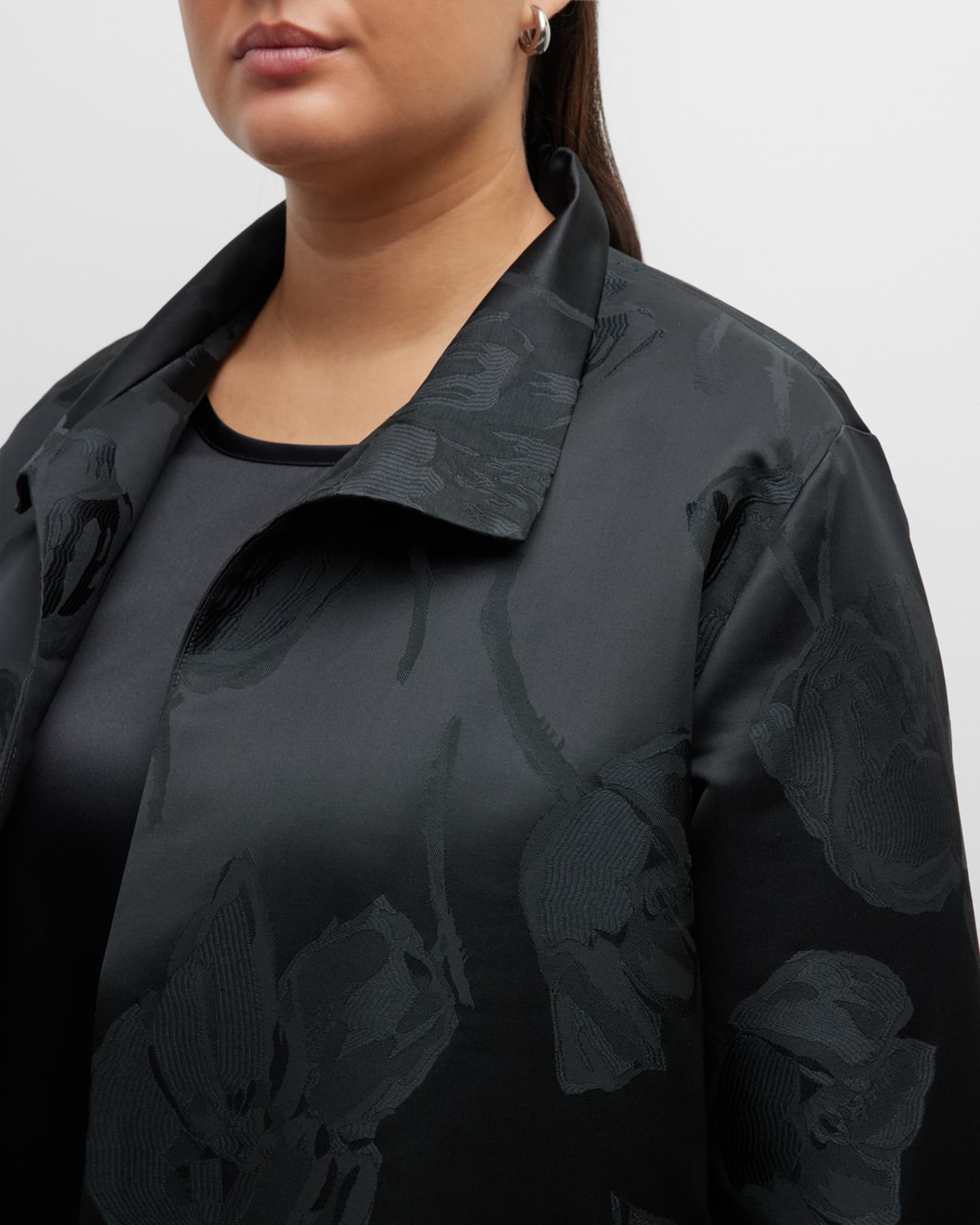 Caroline Rose Plus Plus Size Open-Front Floral Jacquard Jacket | Neiman ...