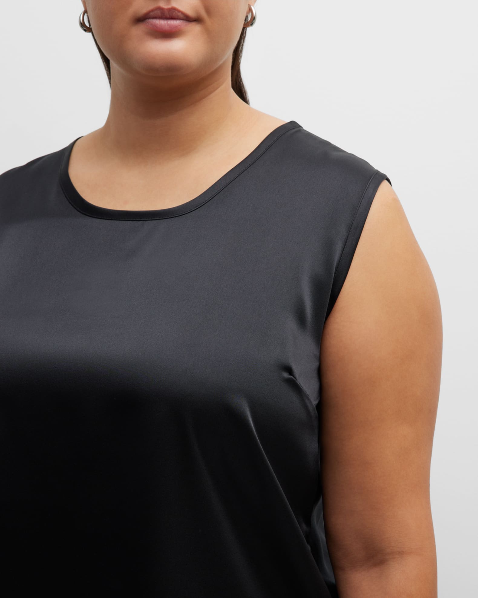 Caroline Rose Plus Plus Size Side-Slit Satin Tank | Neiman Marcus