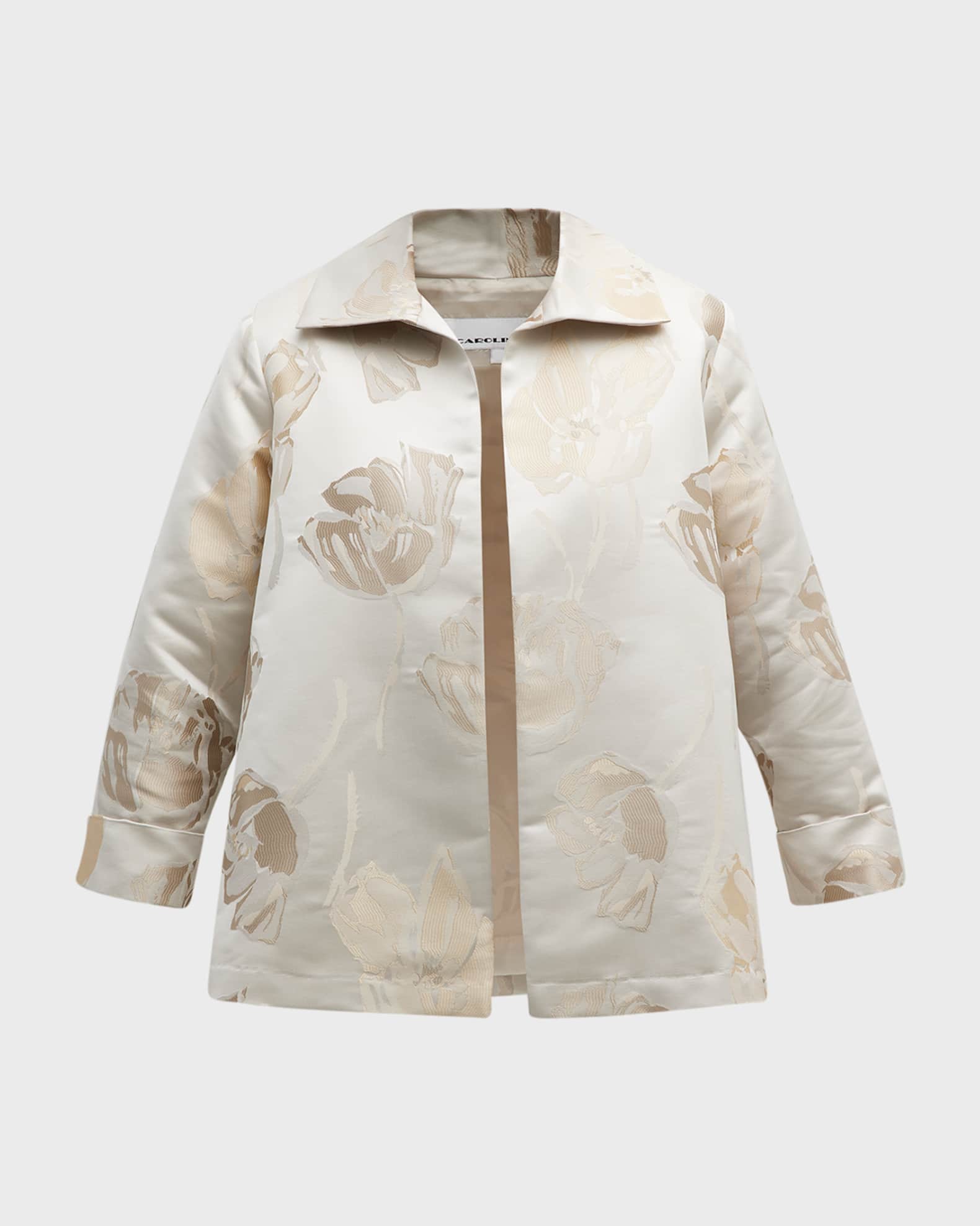 Caroline Rose Floral Jacquard A-Line Jacket | Neiman Marcus