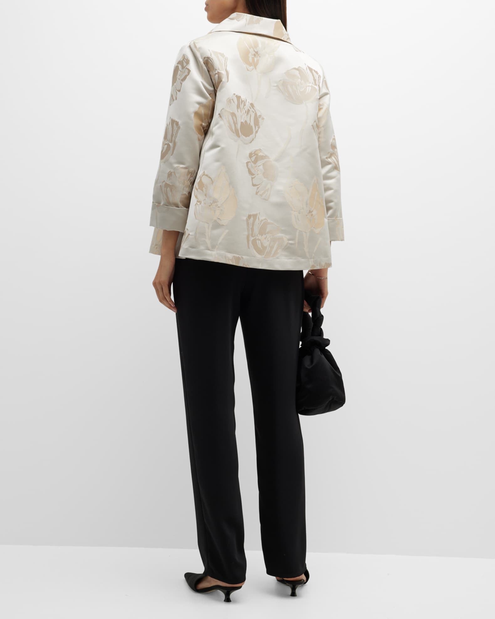 Caroline Rose Floral Jacquard A-Line Jacket | Neiman Marcus