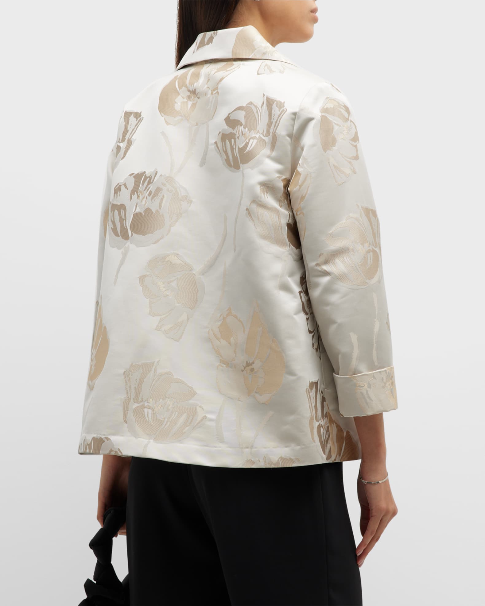 Caroline Rose Floral Jacquard A-Line Jacket | Neiman Marcus