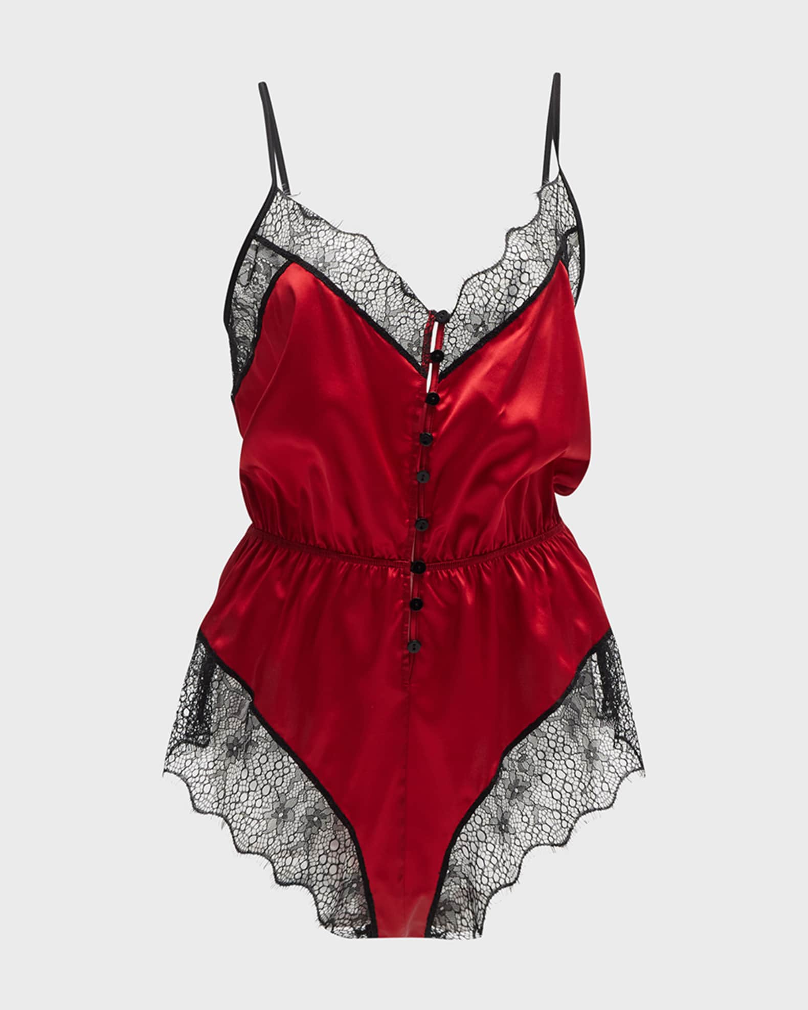 Kiki De Montparnasse La Reve Lace-Trim Silk Teddy | Neiman Marcus