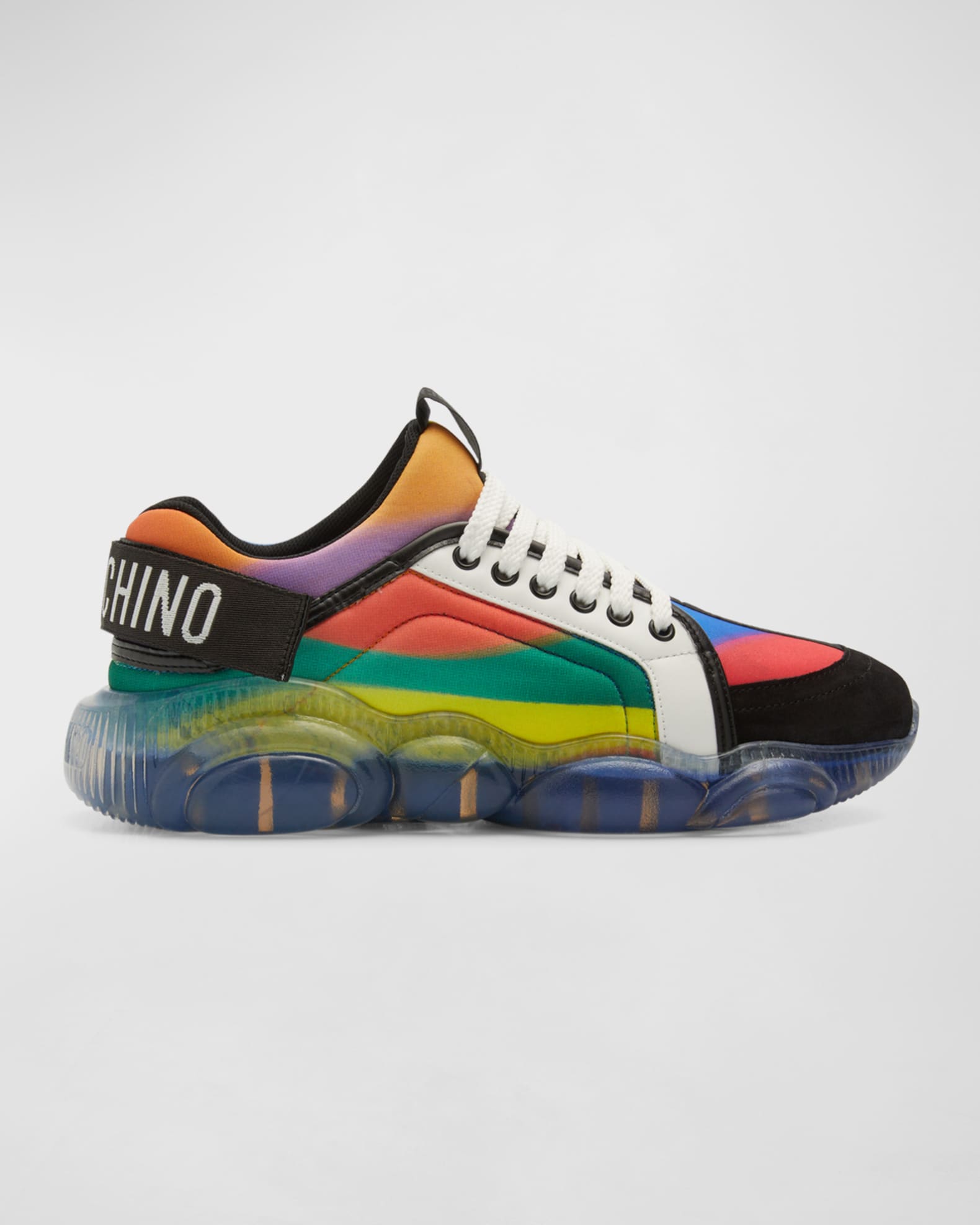 Moschino Men's Clear Teddy Sole Multicolor Fashion Sneakers | Neiman Marcus