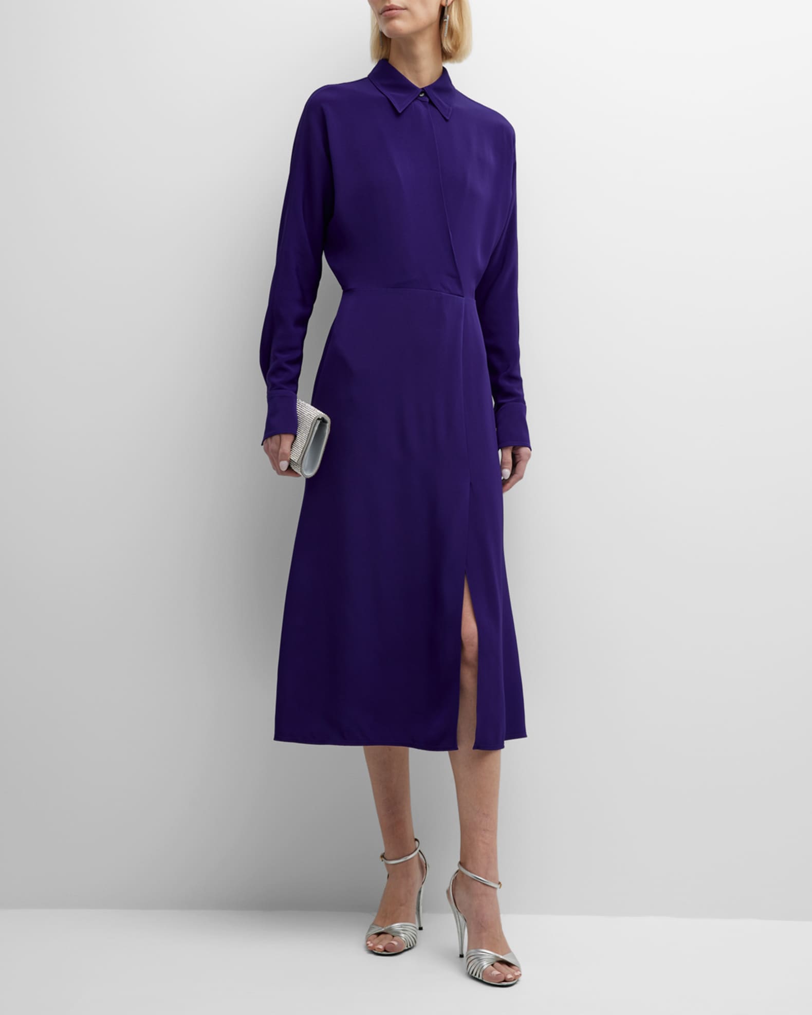 Victoria Beckham Wrap Front Keyhole Midi Dress | Neiman Marcus