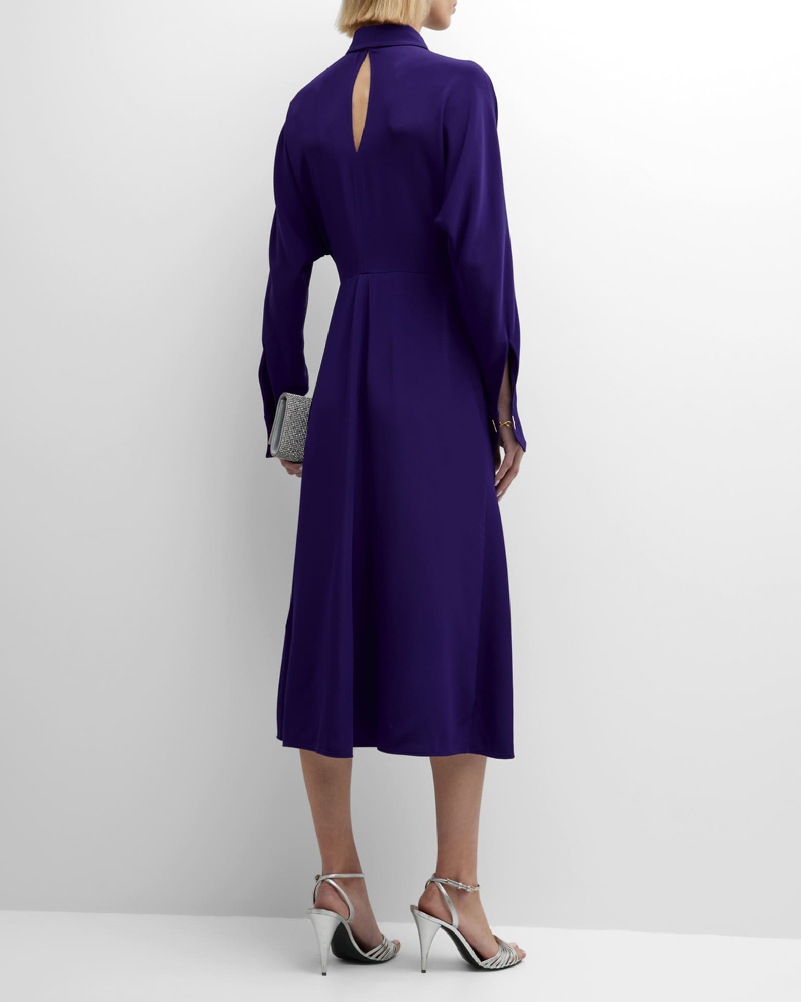 Victoria Beckham Wrap Front Keyhole Midi Dress | Neiman Marcus