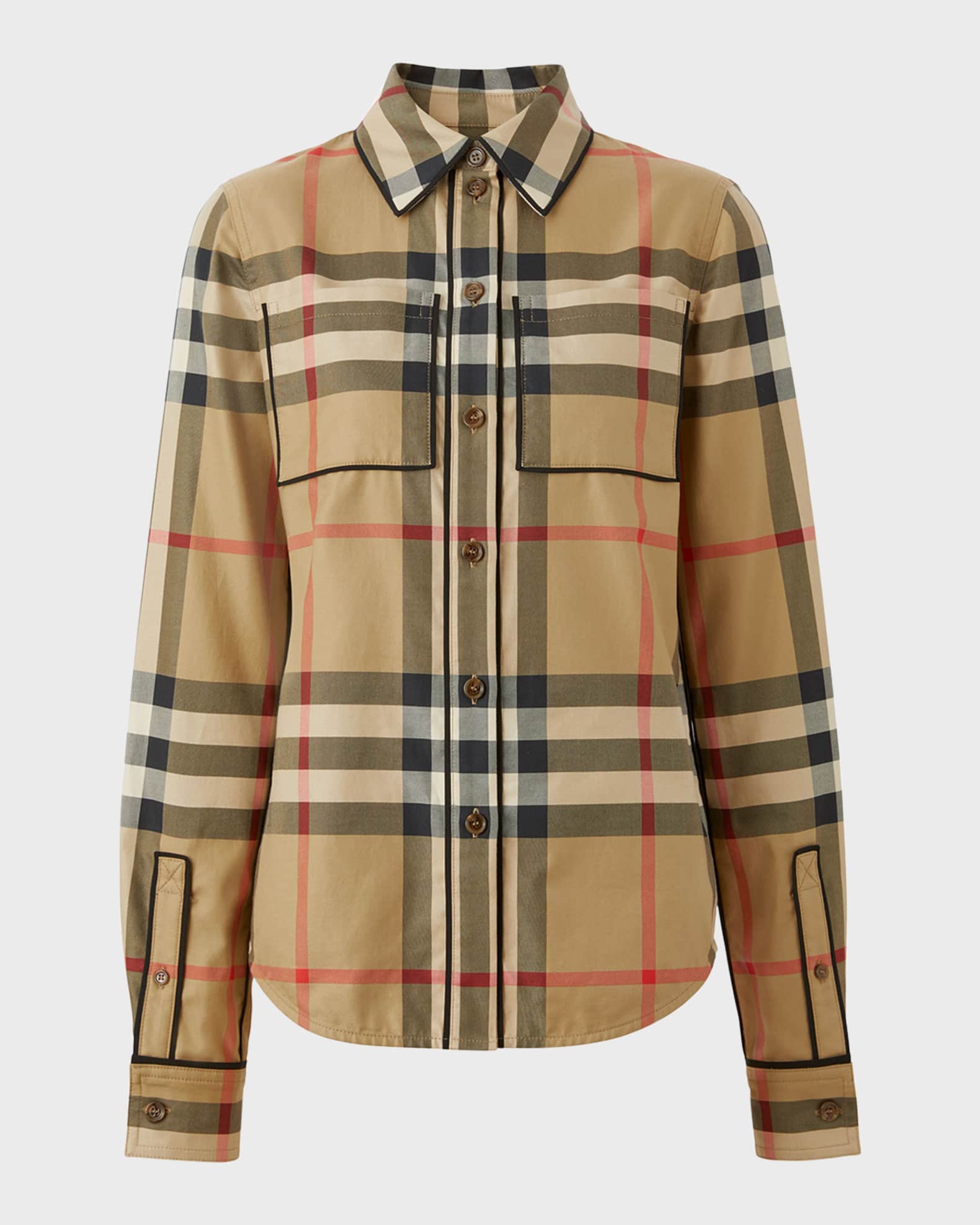 Burberry Nivi Check Piping Collared Shirt | Neiman Marcus