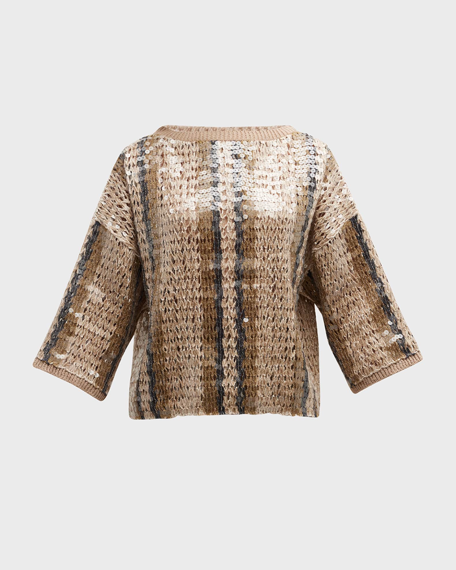 Brunello Cucinelli Striped Opera Paillette Knit Sweater | Neiman Marcus