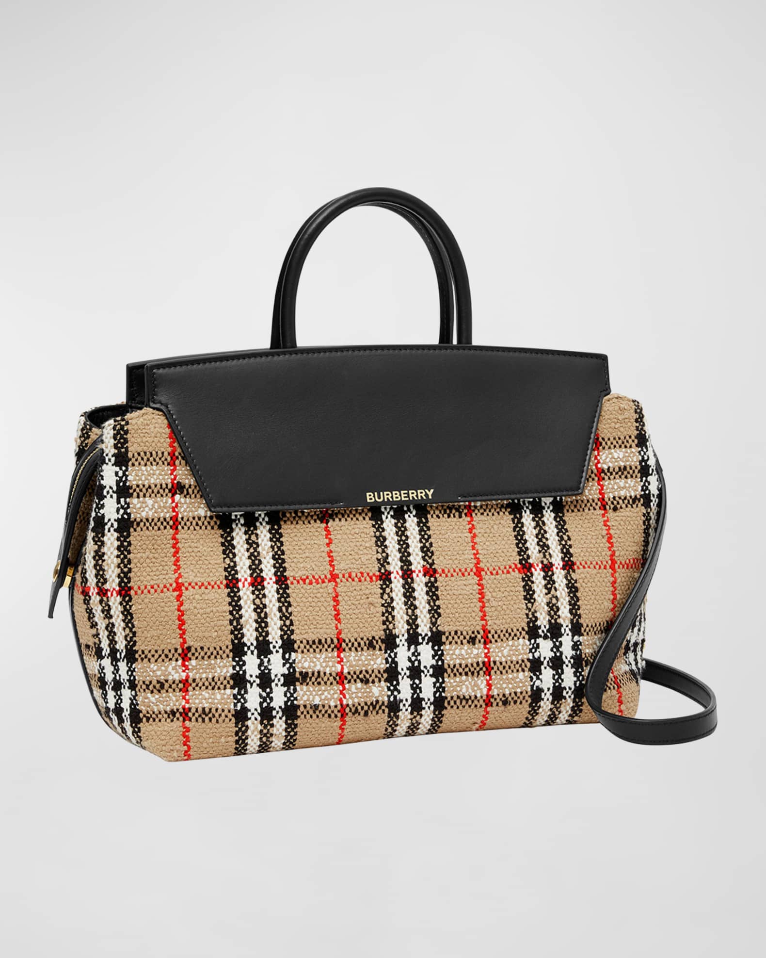 Burberry Catherine Vintage Check Boucle Top-Handle Bag | Neiman Marcus