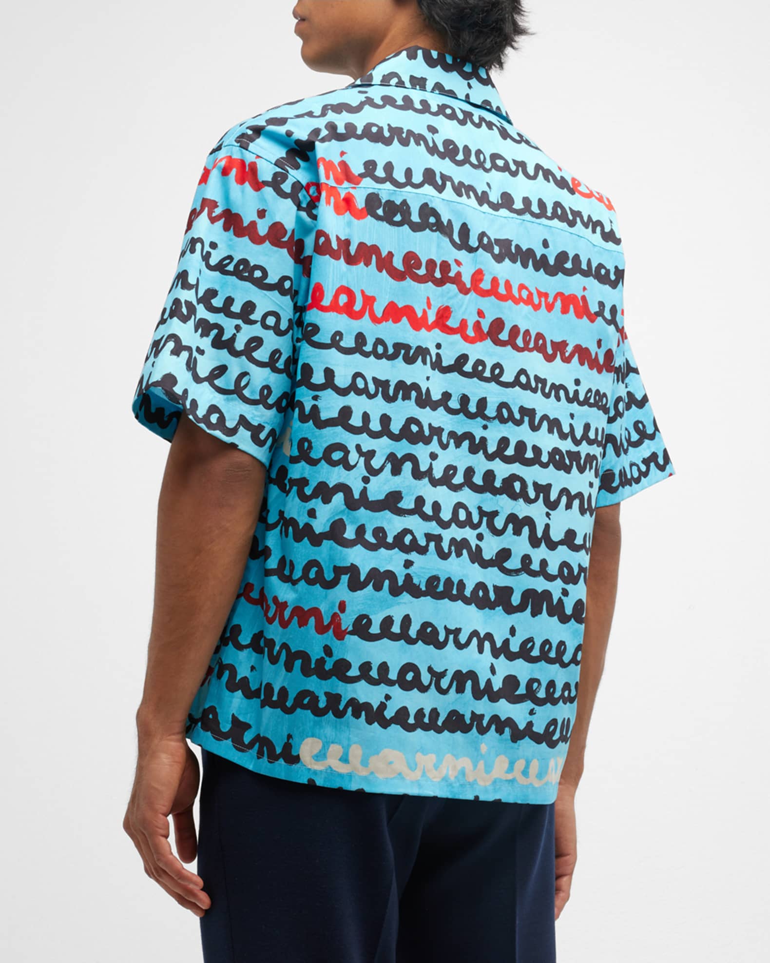 Marni Men's Allover-Logo Camp Shirt | Neiman Marcus