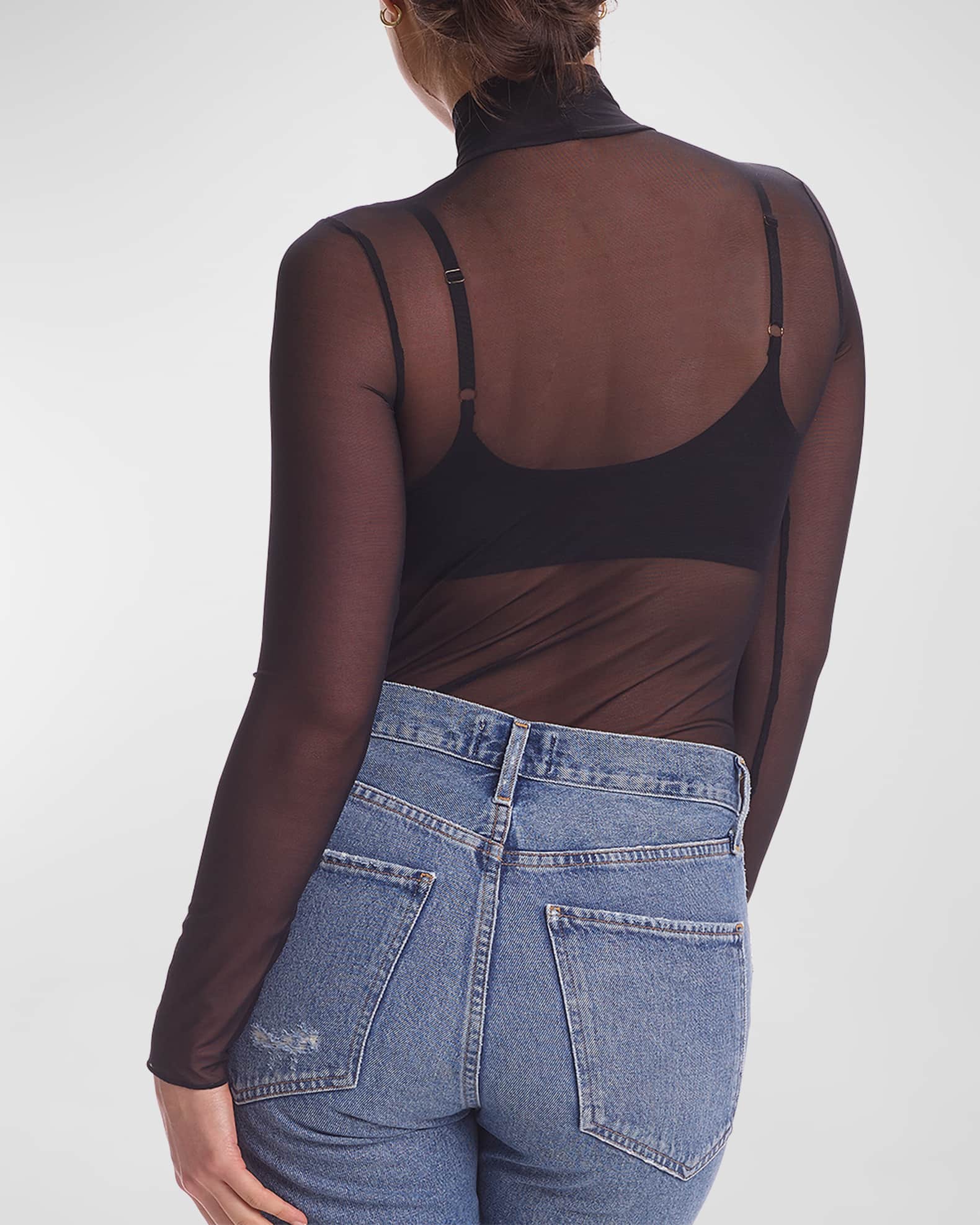 Commando Mesh Long-Sleeve Turtleneck Top | Neiman Marcus