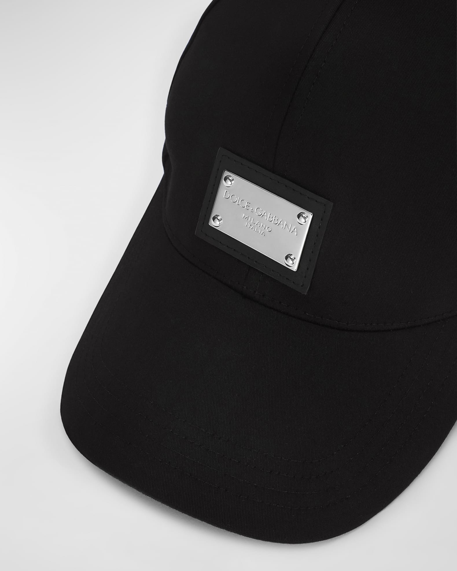 Dolce&Gabbana Men's Logo Plaque Cotton-Stretch Baseball Cap | Neiman Marcus