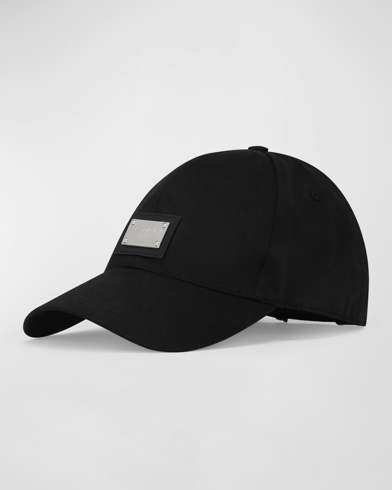 Dolce&Gabbana Men's Logo Plaque Cotton-Stretch Baseball Cap | Neiman Marcus