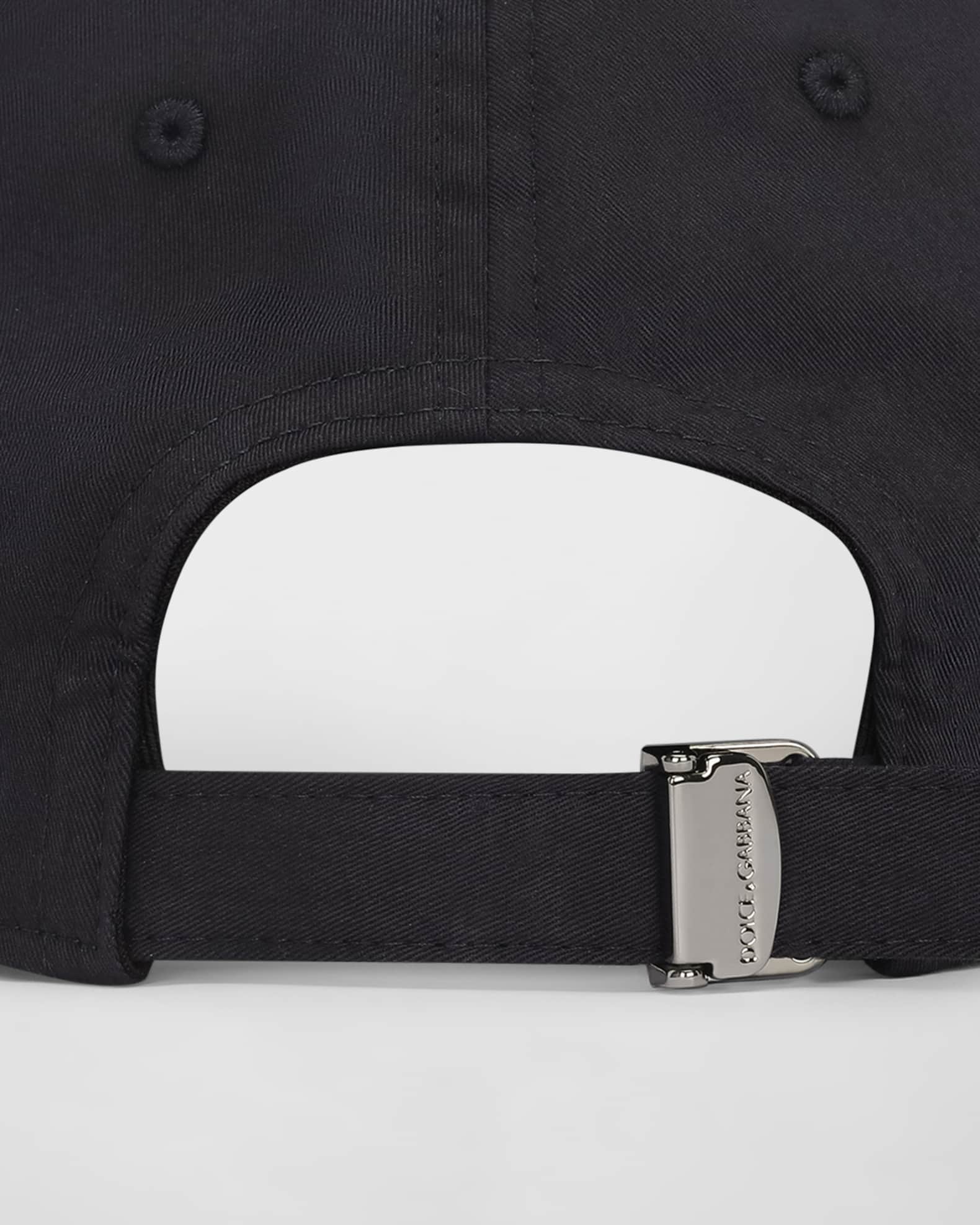 Dolce&Gabbana Men's Logo Plaque Cotton-Stretch Baseball Cap | Neiman Marcus