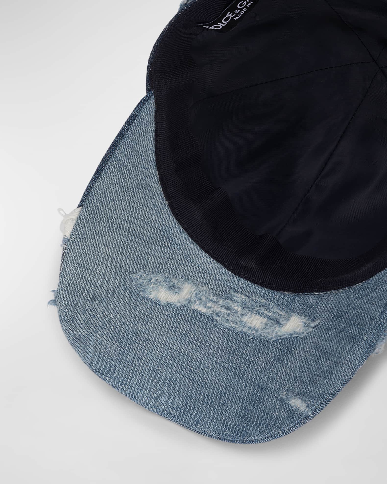 Dolce&Gabbana Men's Patchwork Denim Baseball Cap | Neiman Marcus