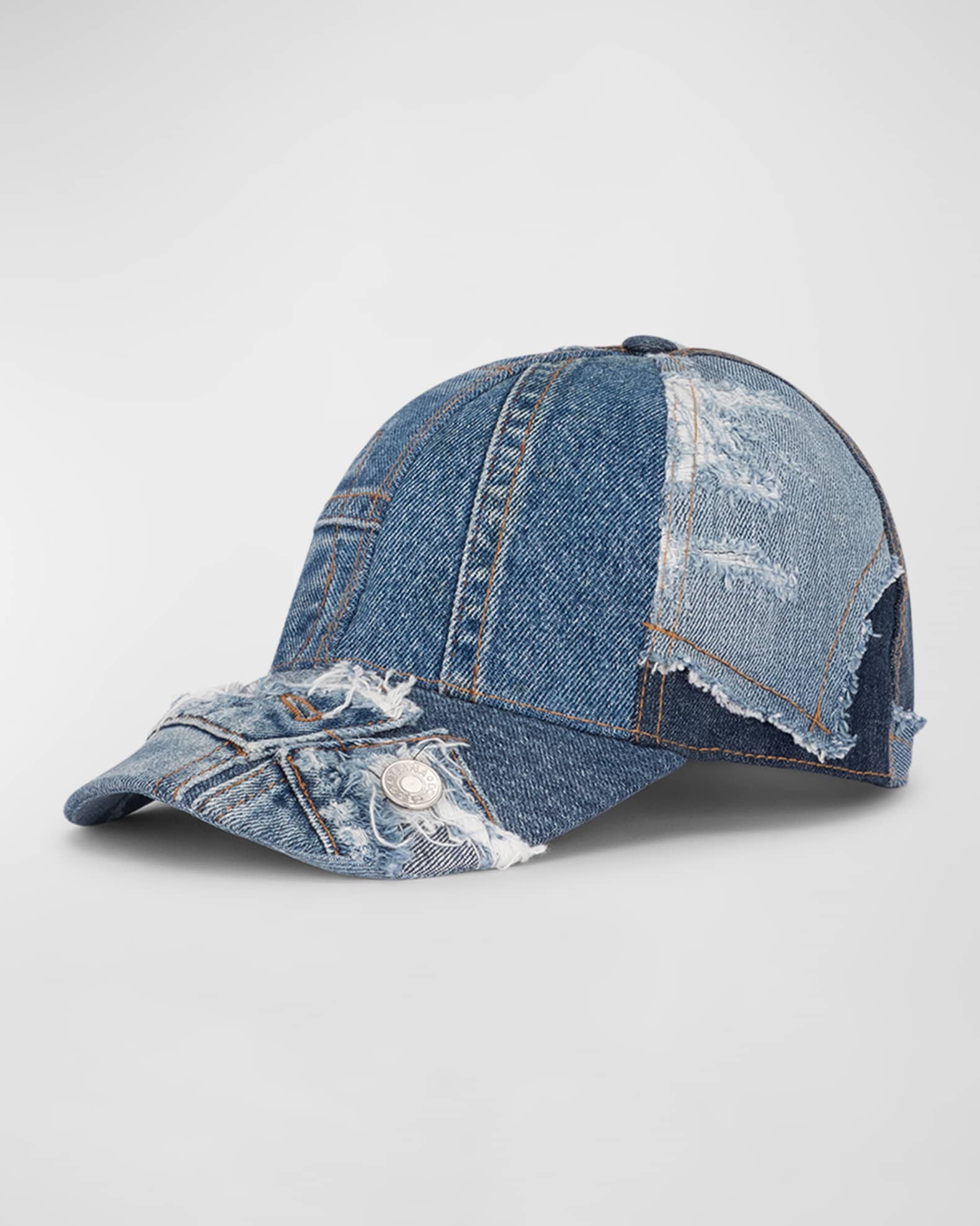 Dolce&Gabbana Men's Patchwork Denim Baseball Cap | Neiman Marcus