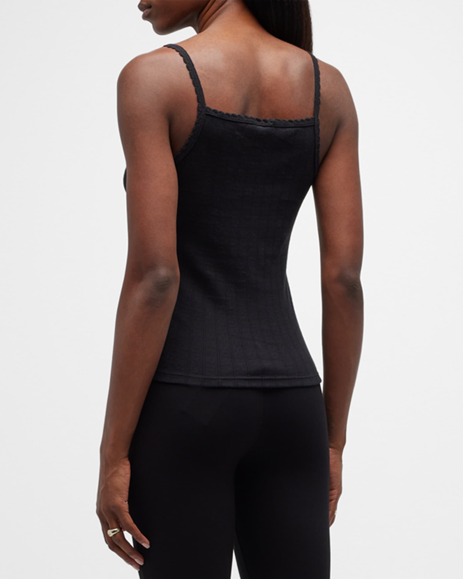 LESET Cotton Pointelle Scalloped Tank Top | Neiman Marcus