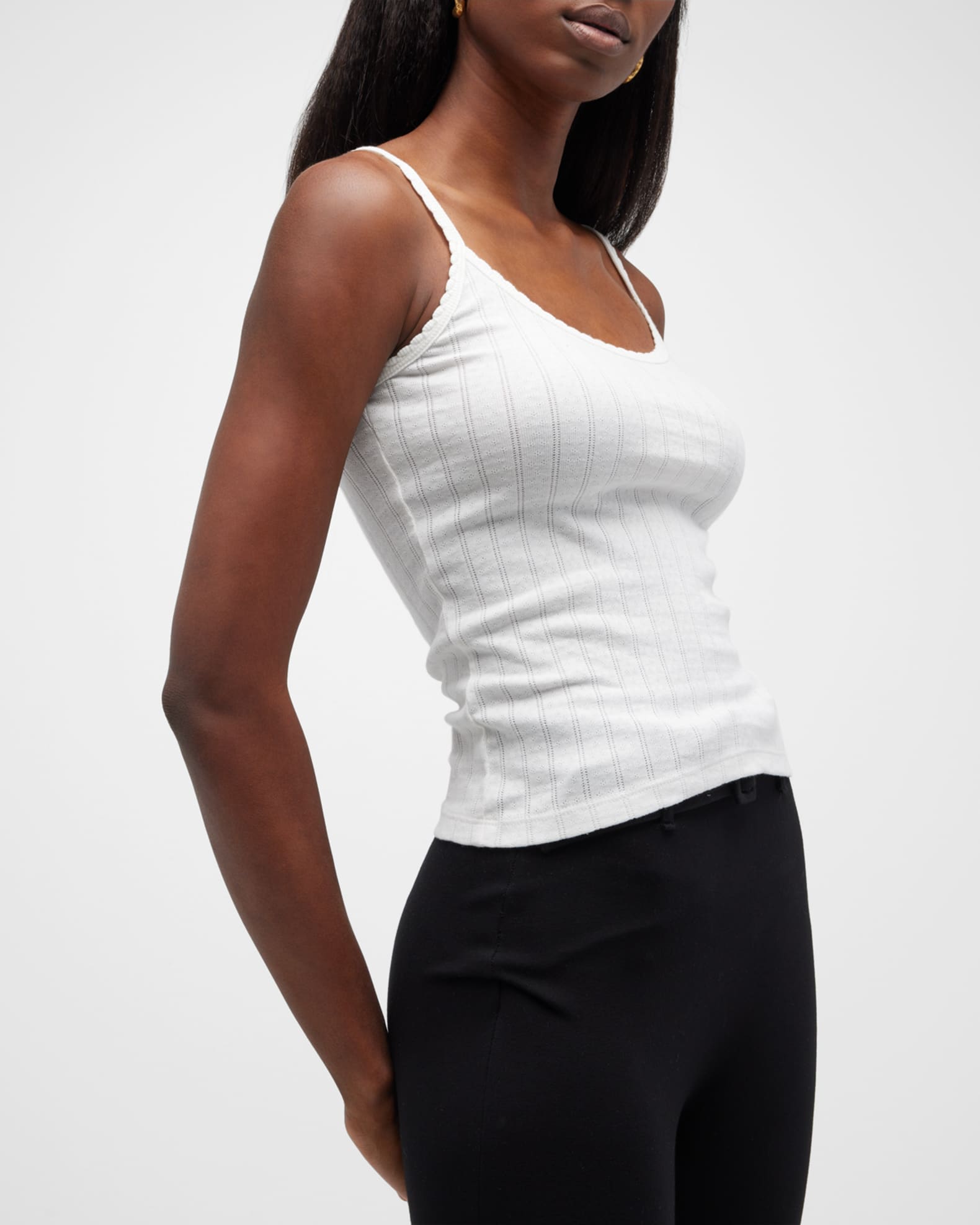 LESET Cotton Pointelle Scalloped Tank Top | Neiman Marcus