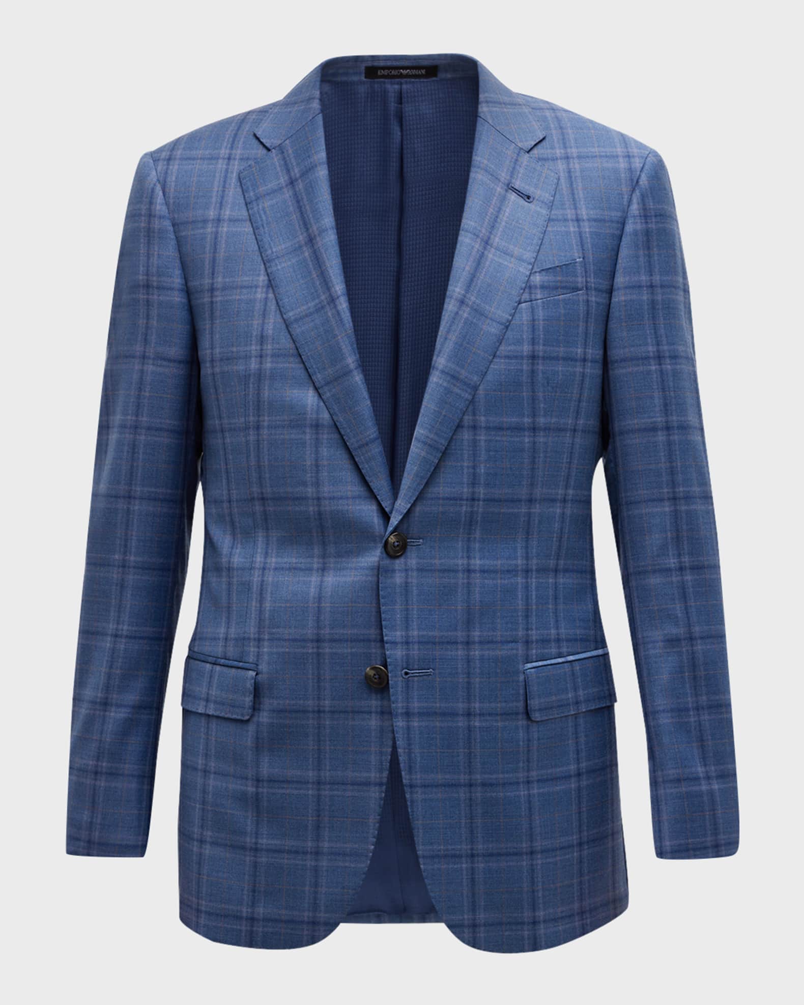 Emporio Armani Men's Plaid Windowpane Sport Coat | Neiman Marcus
