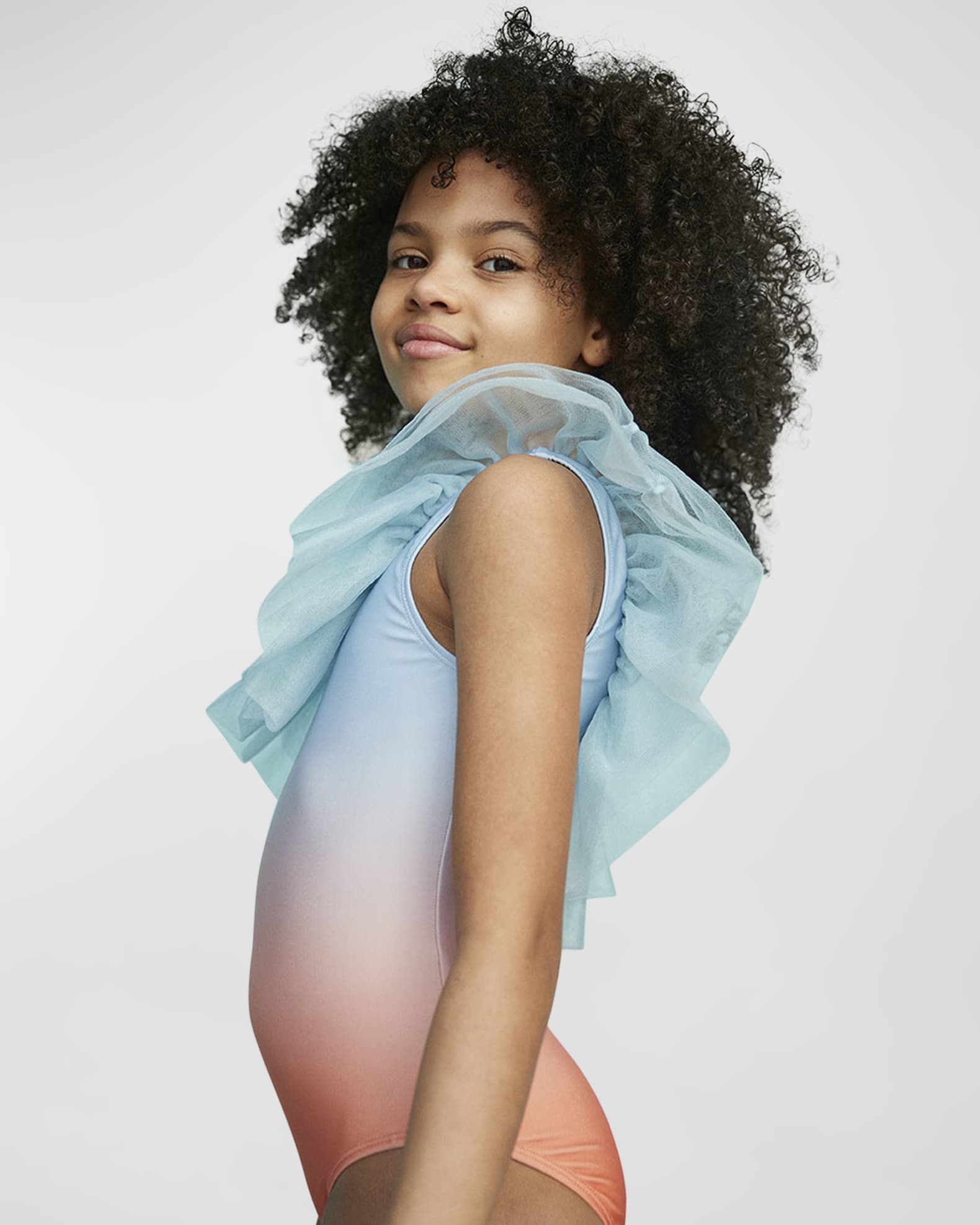 Molo Girl's Nilla One Shoulder Tulle Swimsuit, Size 4-6 | Neiman Marcus