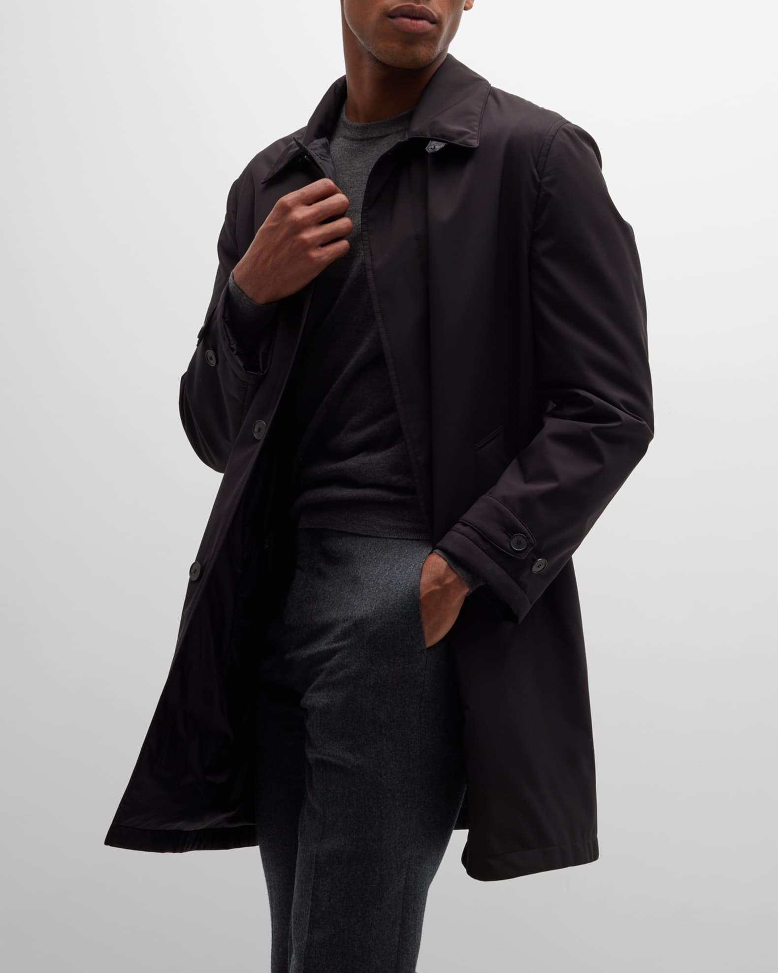 Brioni Men's Wool-Cashmere Car Coat | Neiman Marcus