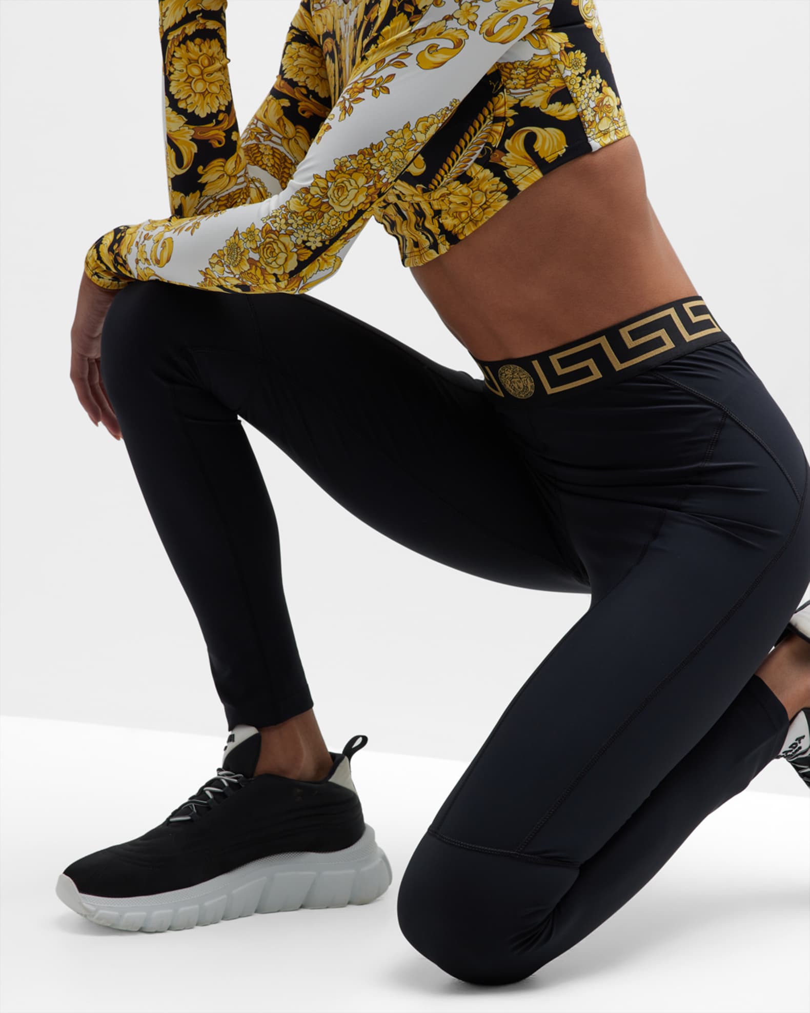 Versace Greca High-Waisted Leggings | Neiman Marcus
