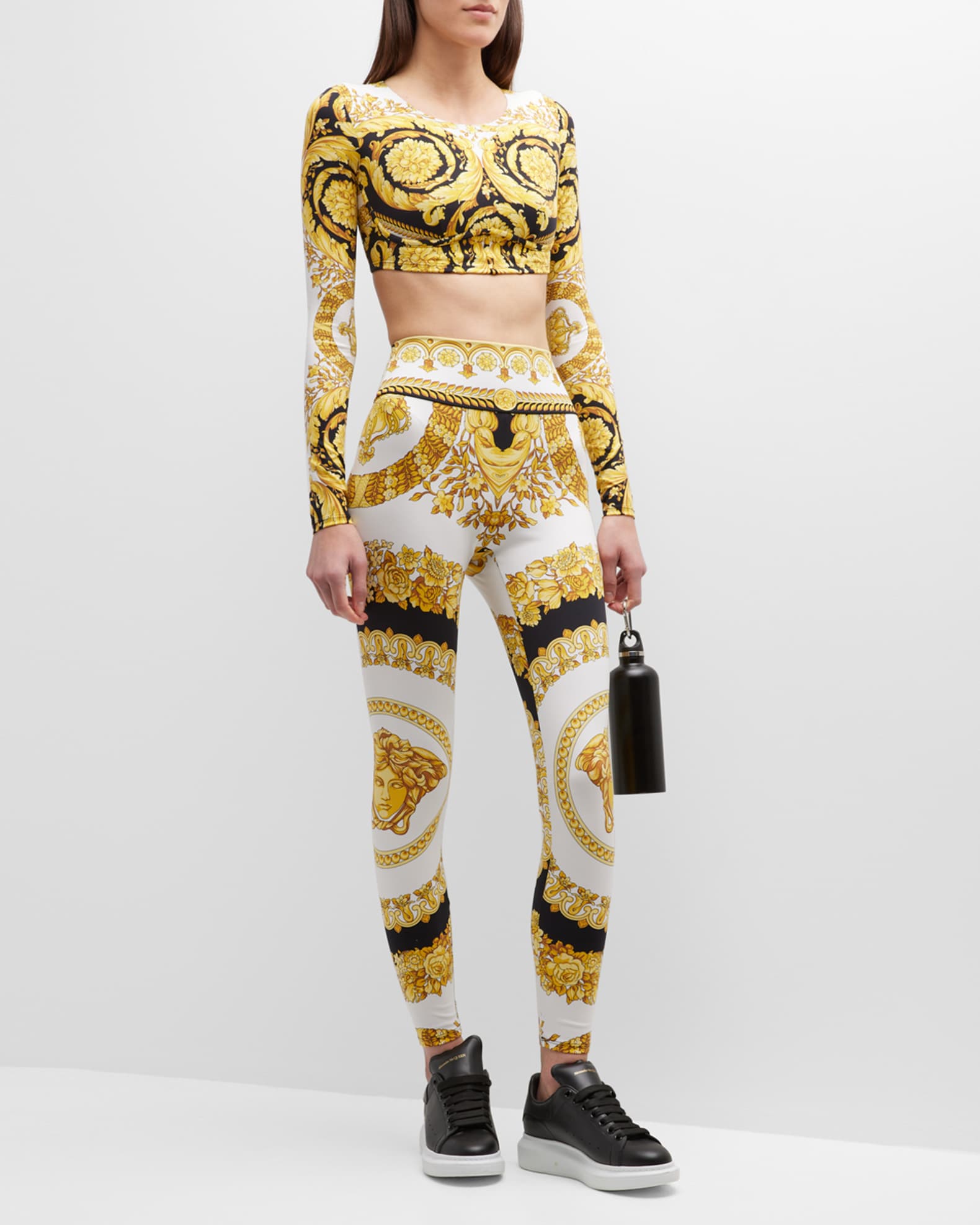 Versace Barocco-Print Active Leggings | Neiman Marcus