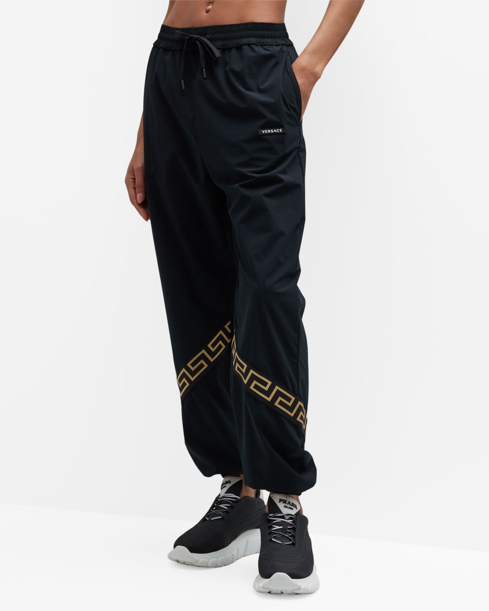 Versace Greca Drawstring Track Pants | Neiman Marcus