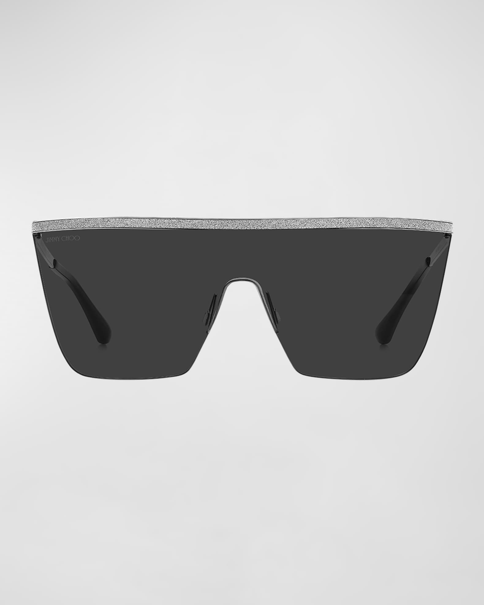 Jimmy Choo Leah Glitter Metal & Acetate Shield Sunglasses | Neiman Marcus