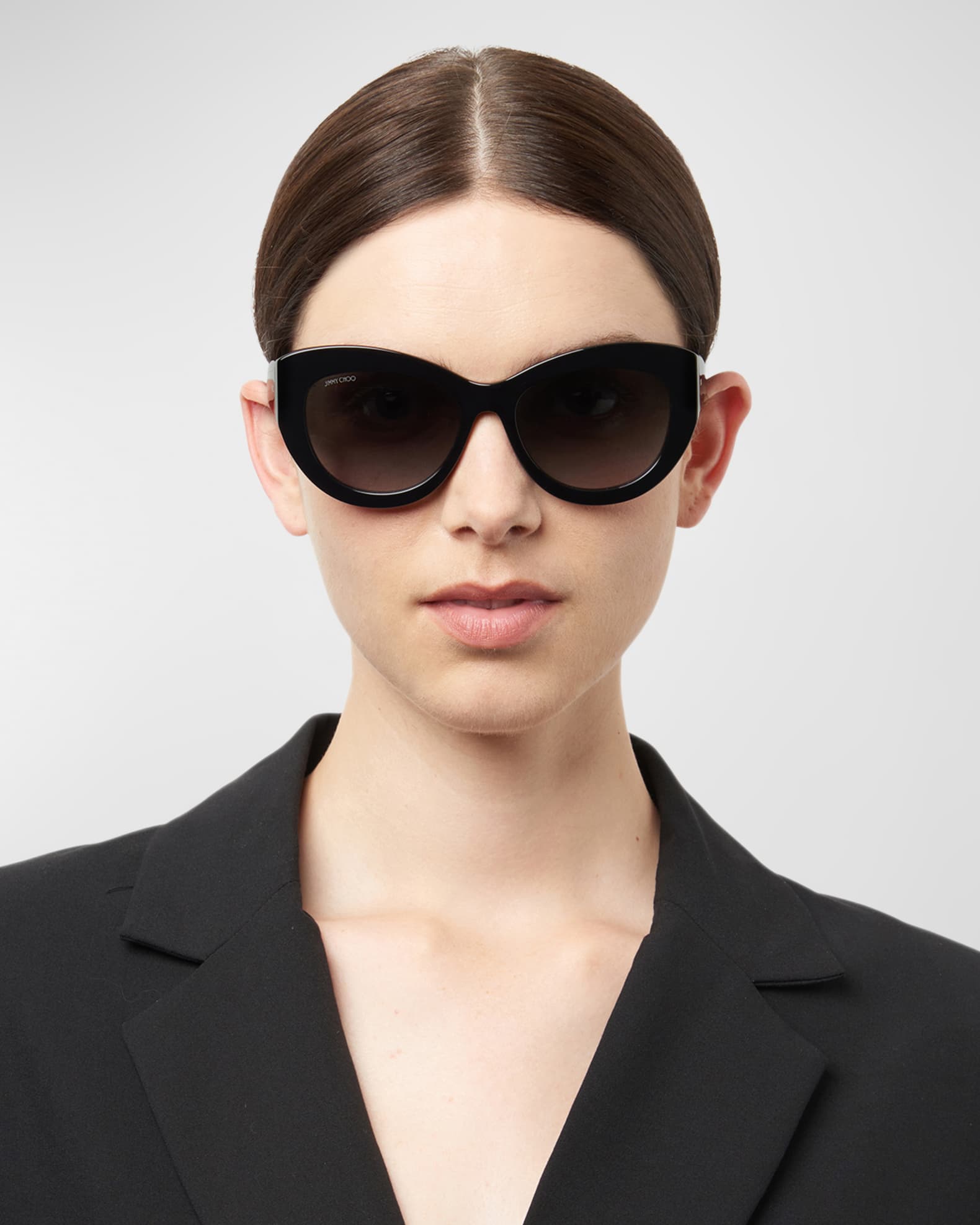 Jimmy Choo Xena Glitter Havana Acetate Cat-Eye Sunglasses | Neiman Marcus