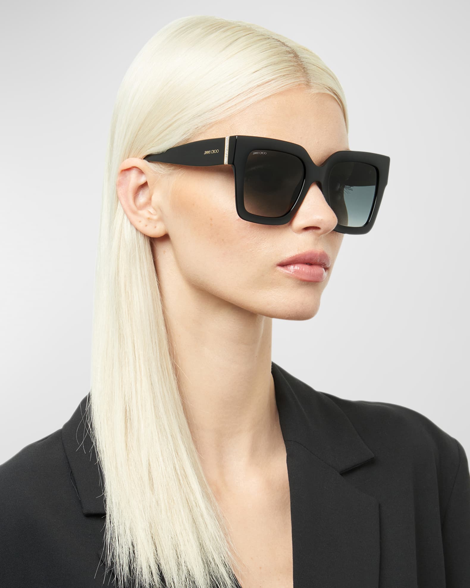 Jimmy Choo Edna Glitter Square Acetate Sunglasses | Neiman Marcus