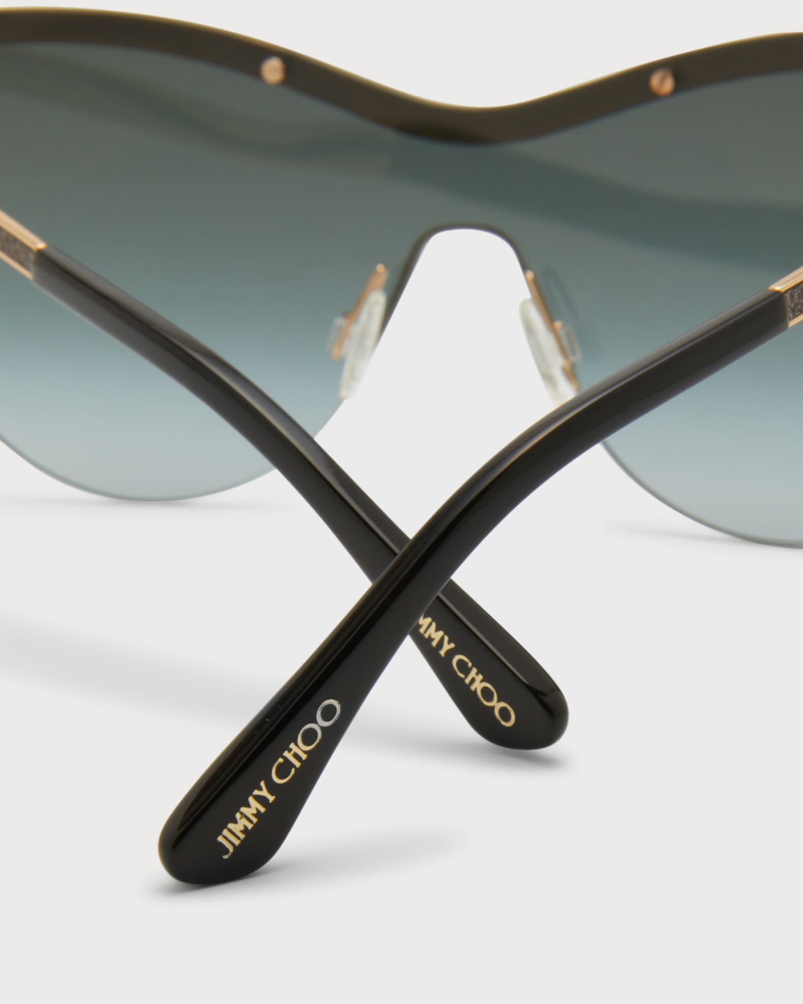 Jimmy Choo Kristen Glitter Metal & Acetate Shield Sunglasses | Neiman Marcus