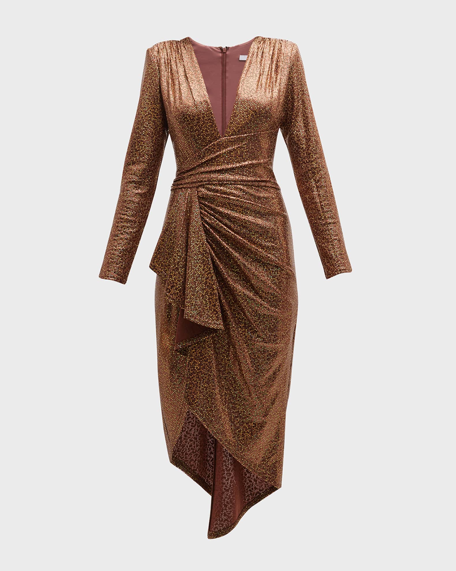 SHO Rhinestone Deep V-Neck High-Low Dress | Neiman Marcus