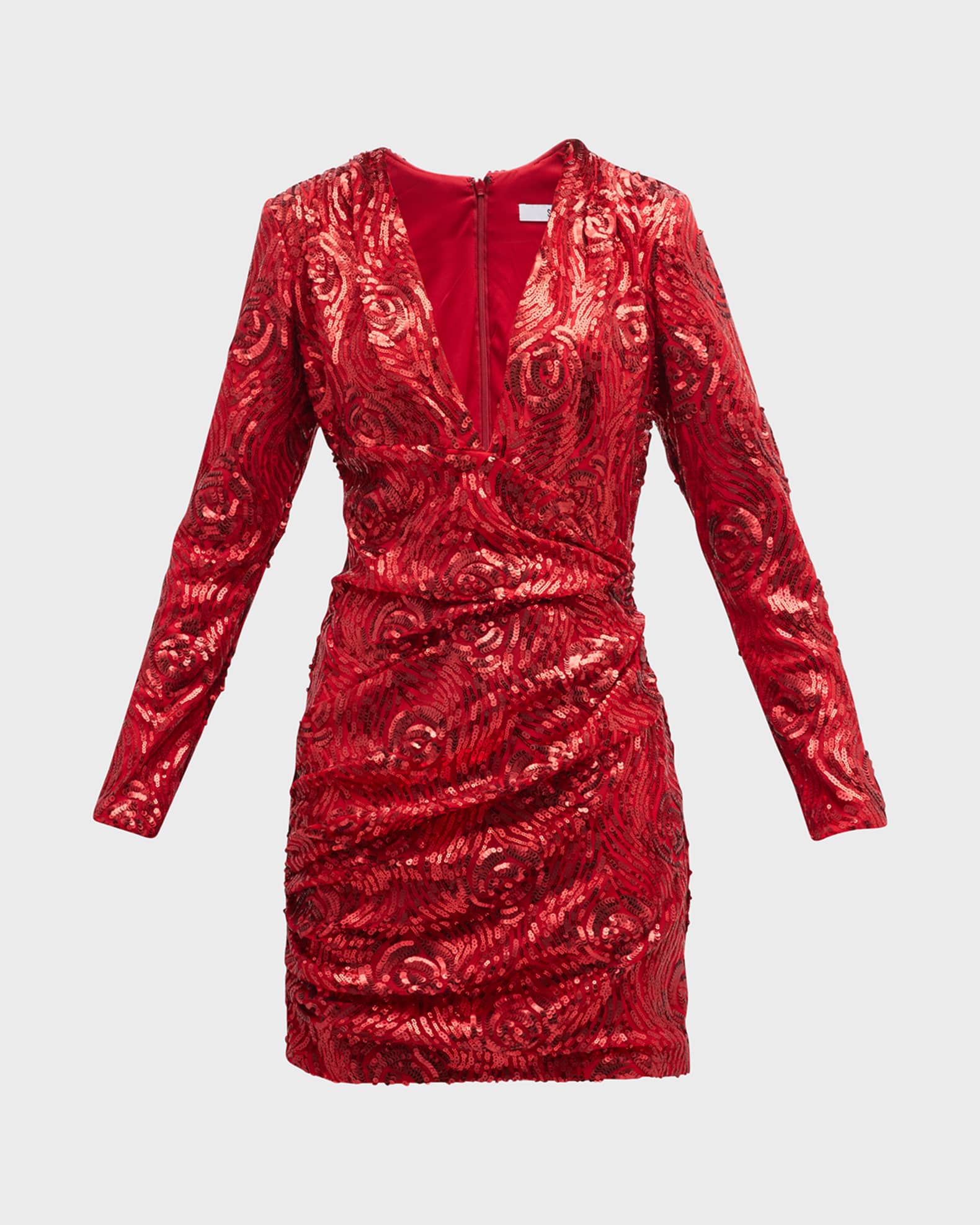 SHO Long-Sleeve Sequin Floral Mini Dress | Neiman Marcus