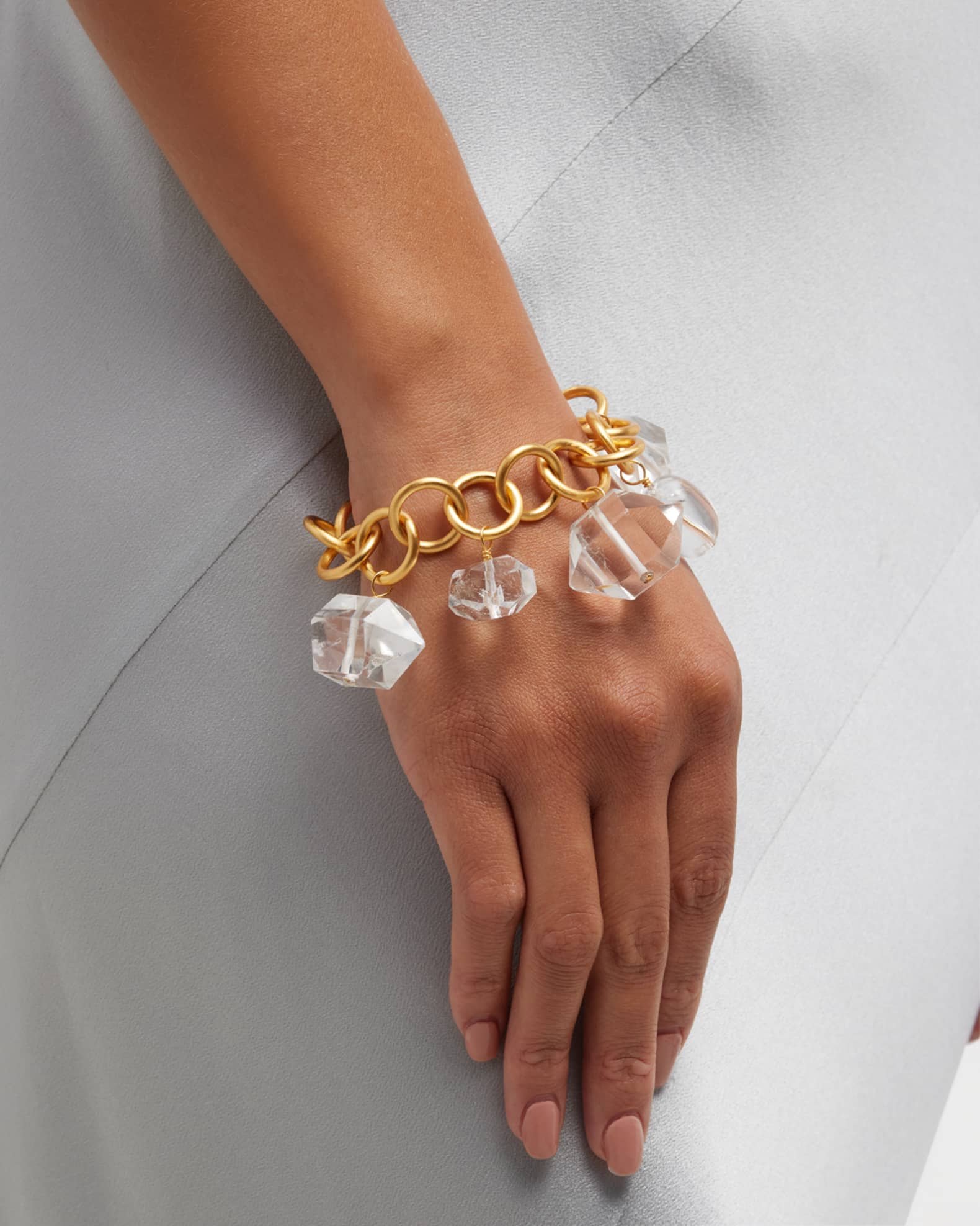 NEST Jewelry 24k Gold-Plated Crystal Nugget Charm Bracelet | Neiman Marcus